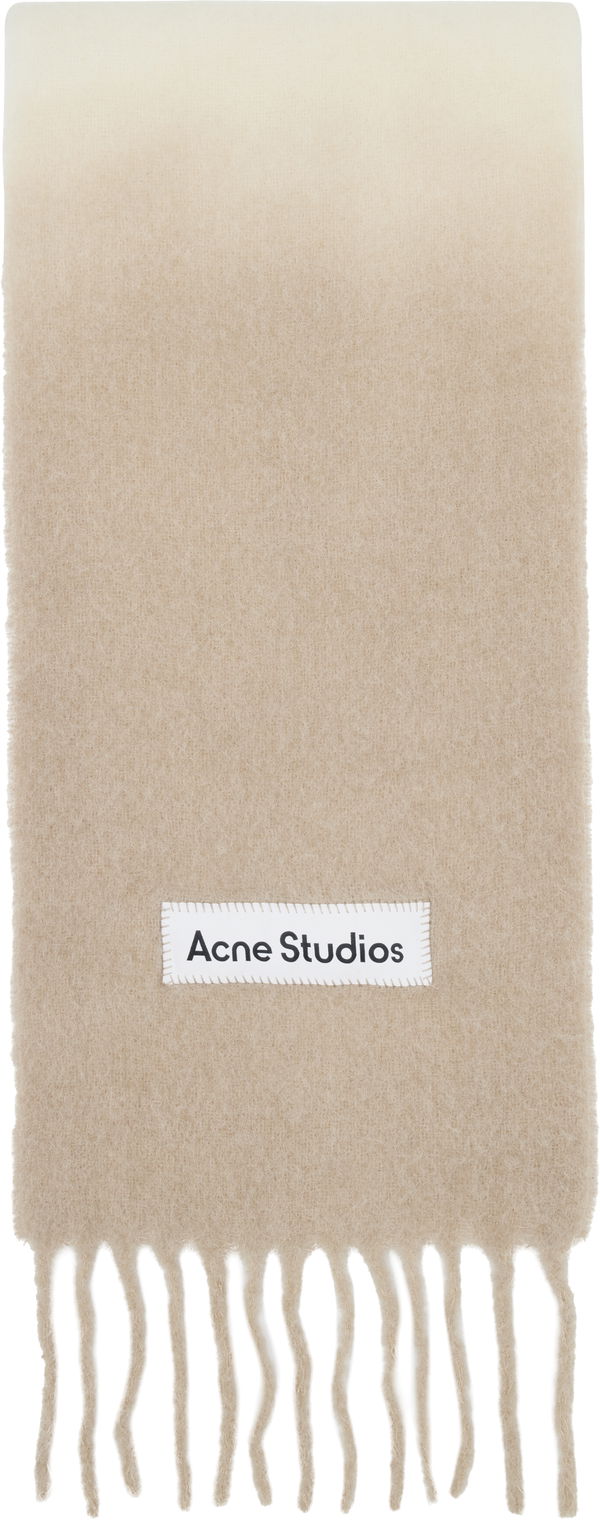 ACNE STUDIOS Off-White & Beige Wool Fringe Scarf | endource