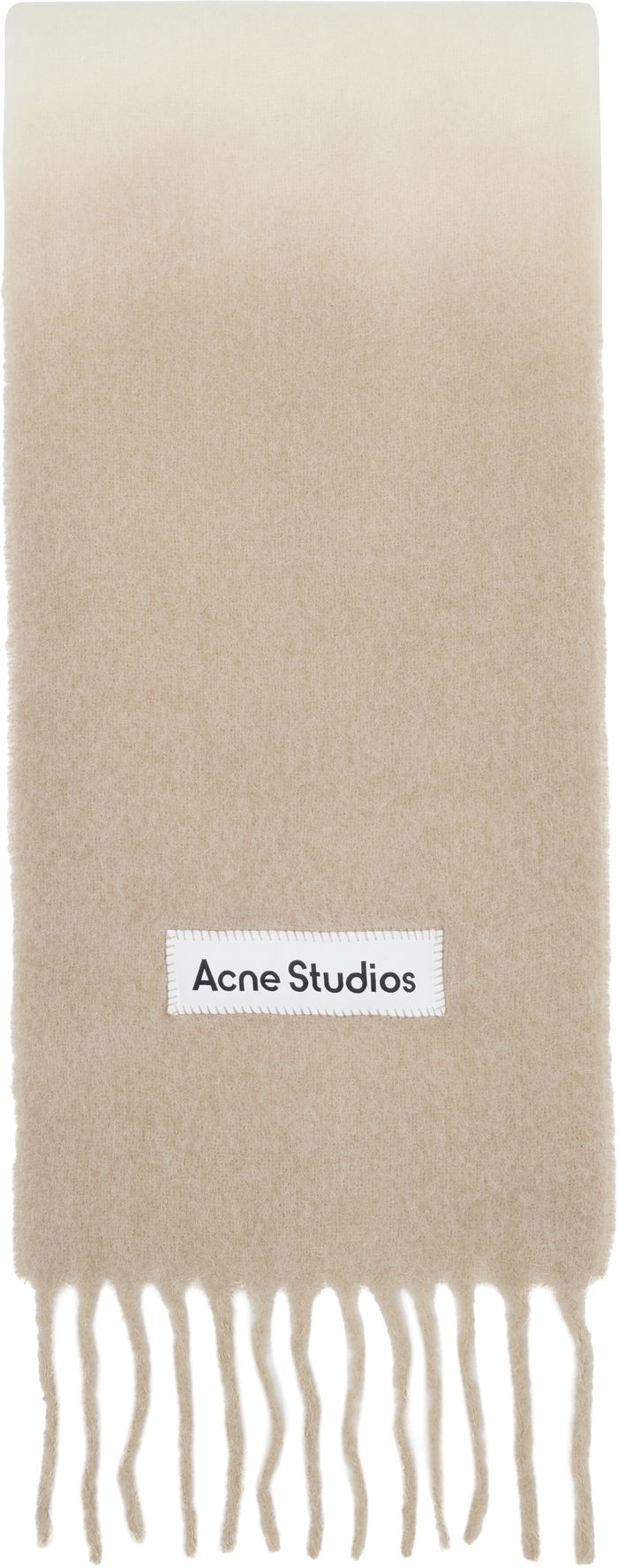 ACNE STUDIOS Off-White & Beige Wool Fringe Scarf | endource
