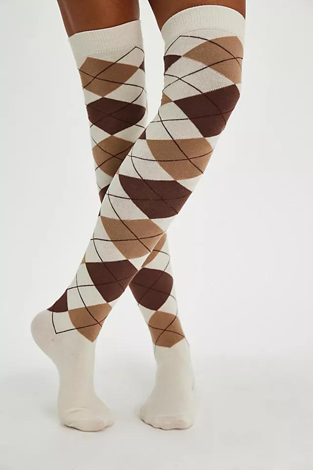 FREE PEOPLE Prep School Knee High Socks in Beige | endource