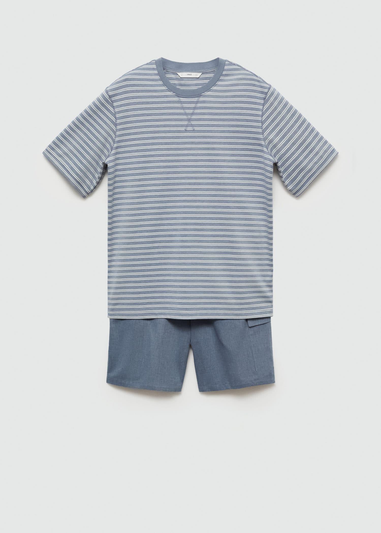MANGO Striped Cotton Pyjama Pack in Blue | Endource