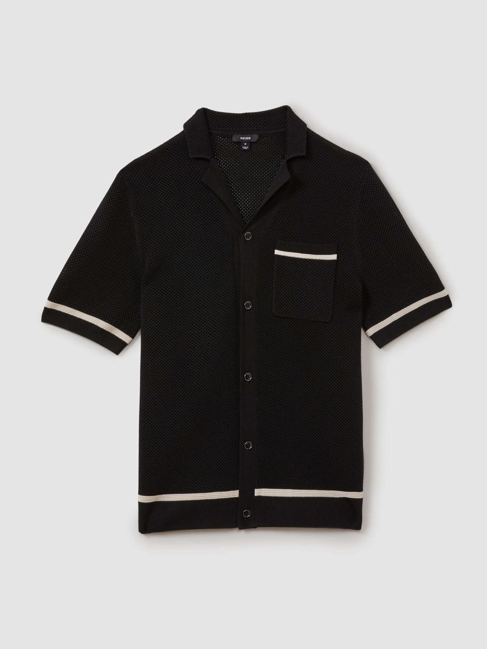 REISS Open-Stitch Cuban Collar Shirt | endource