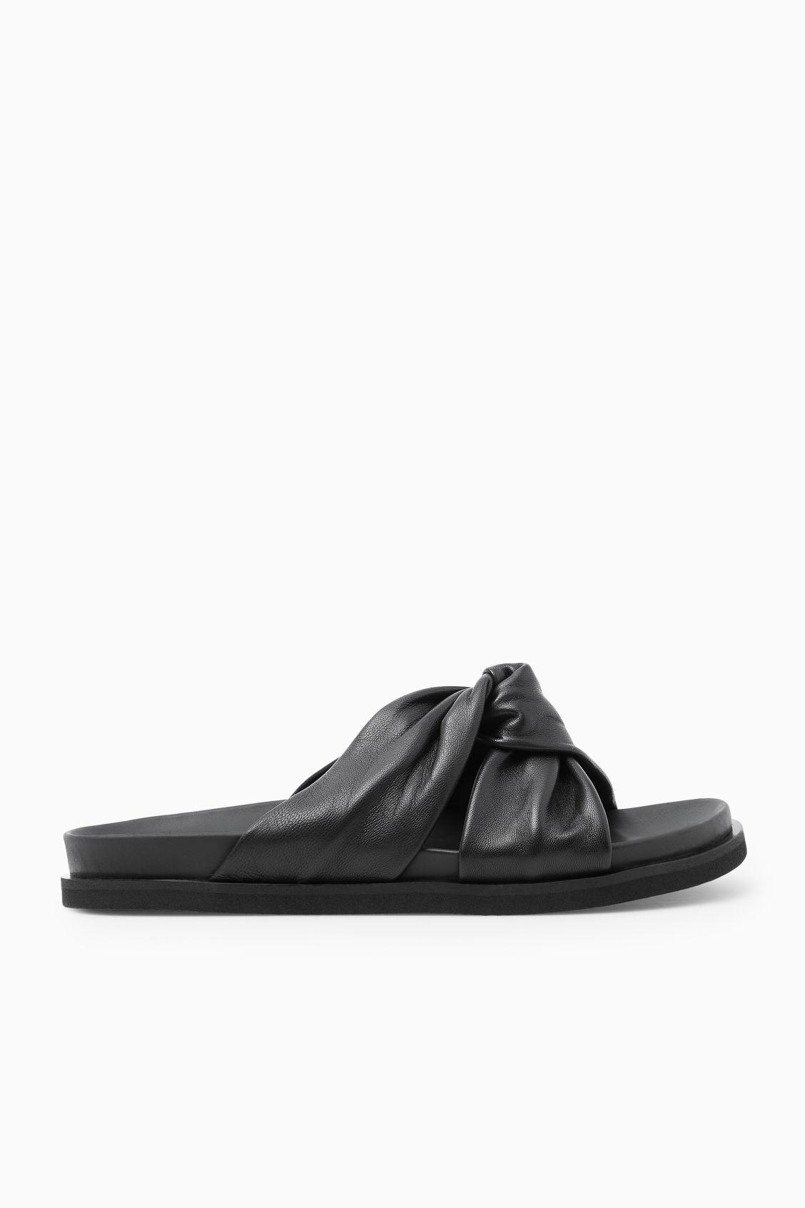 COS Crossover Leather Slides in BLACK | Endource
