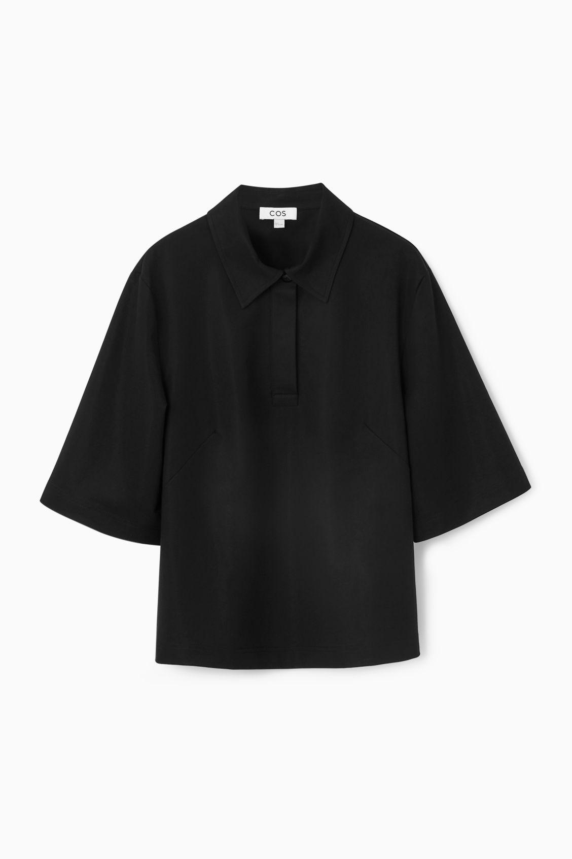 COS Jersey Polo Shirt in BLACK | endource