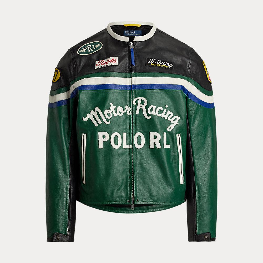 POLO RALPH LAUREN Leather Café Racer Jacket in Green | endource