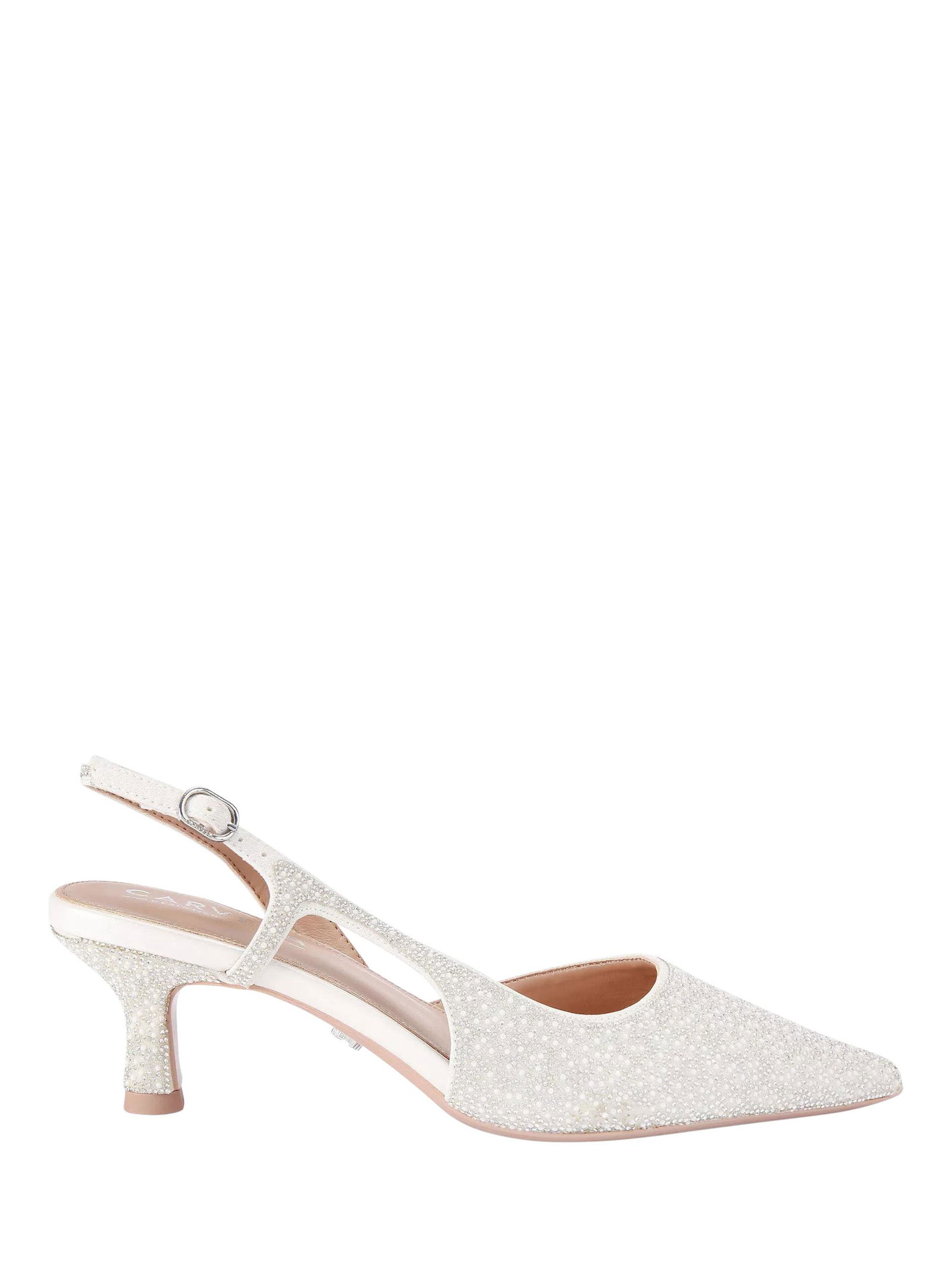 CARVELA Alina Embellished Slingback Court Shoes, White | endource