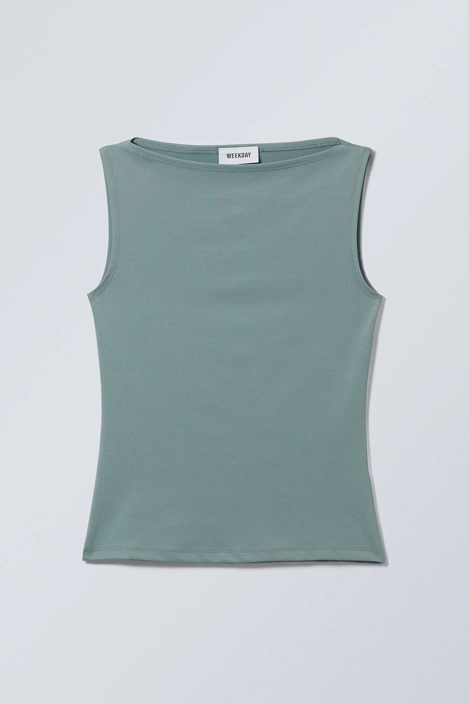 WEEKDAY Annie Boatneck Sleeveless Top in Dusty Turquoise | Endource