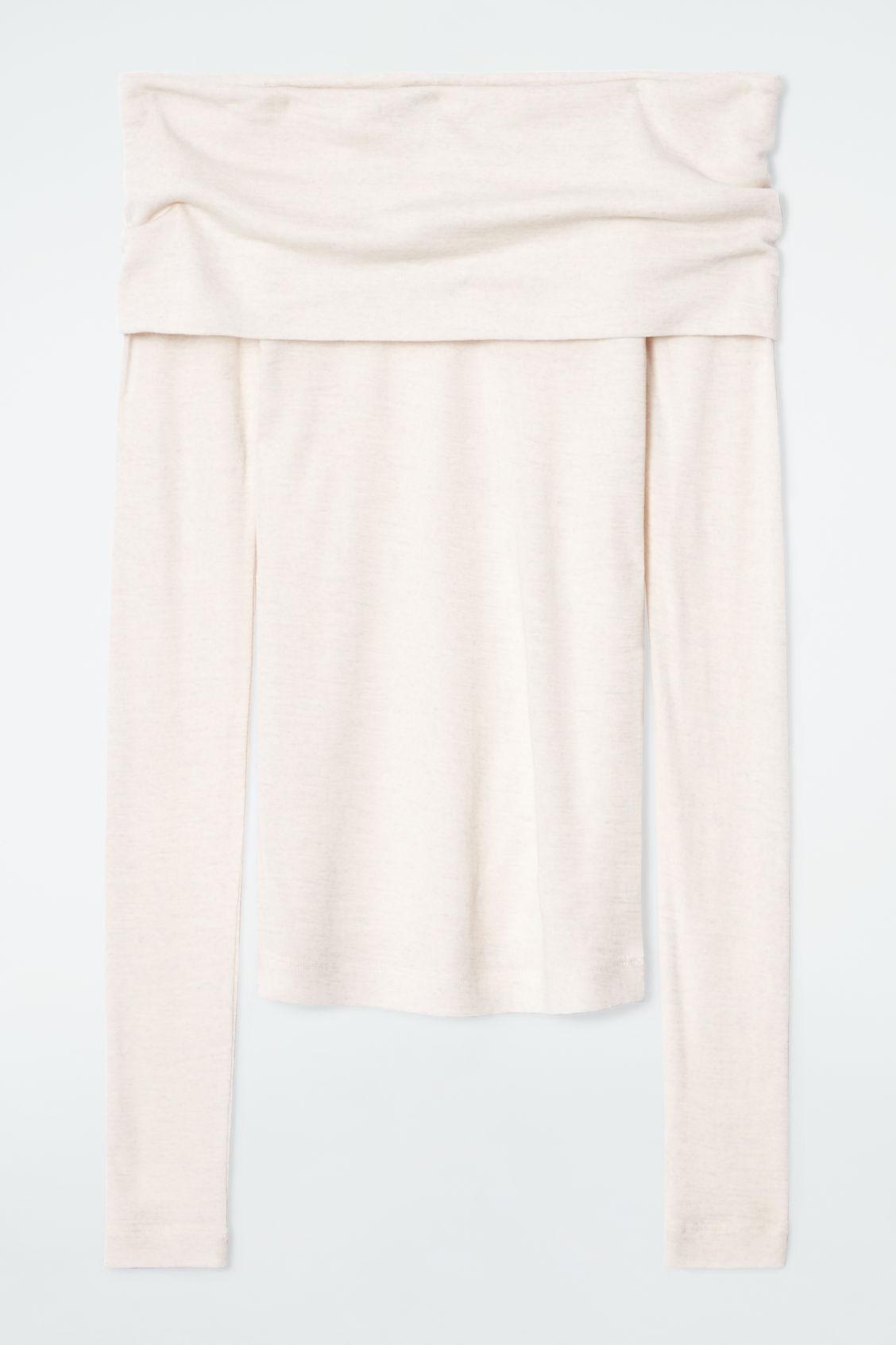 COS Off-The-Shoulder Merino Wool Top in OFF-WHITE | endource