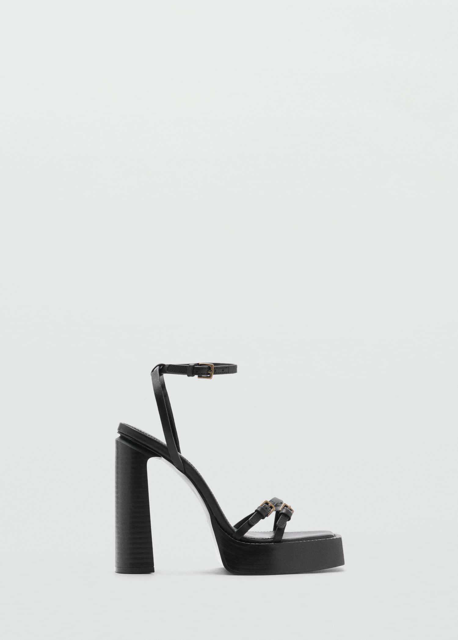 MANGO Platform Leather Sandals in Black | Endource