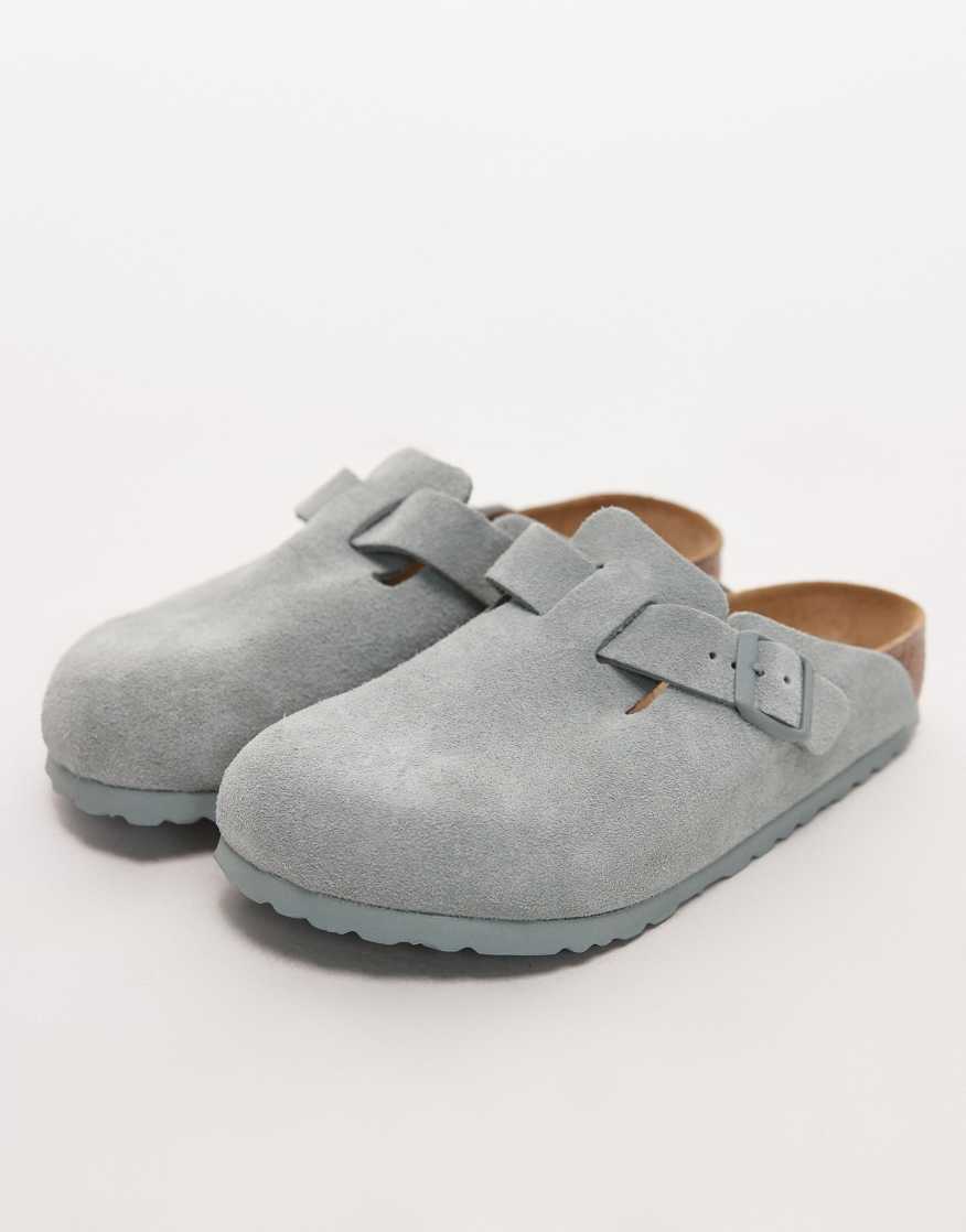 BIRKENSTOCK Boston Suede Clogs In Pure Sage | endource