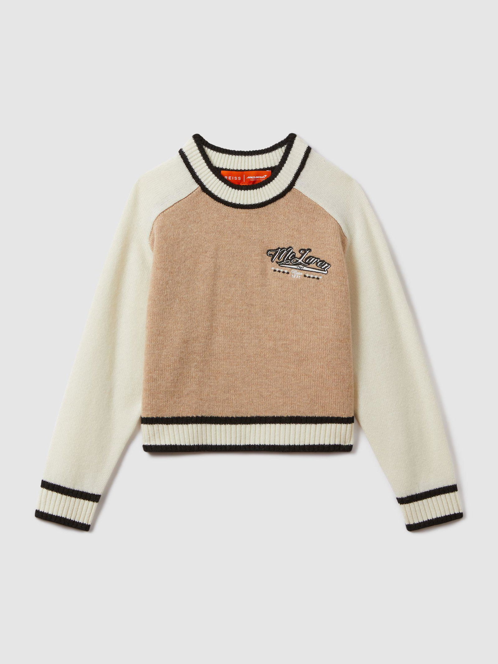 REISS Reiss x McLaren Formula 1 - Clio Cropped Jumper in Camel/Ecru ...