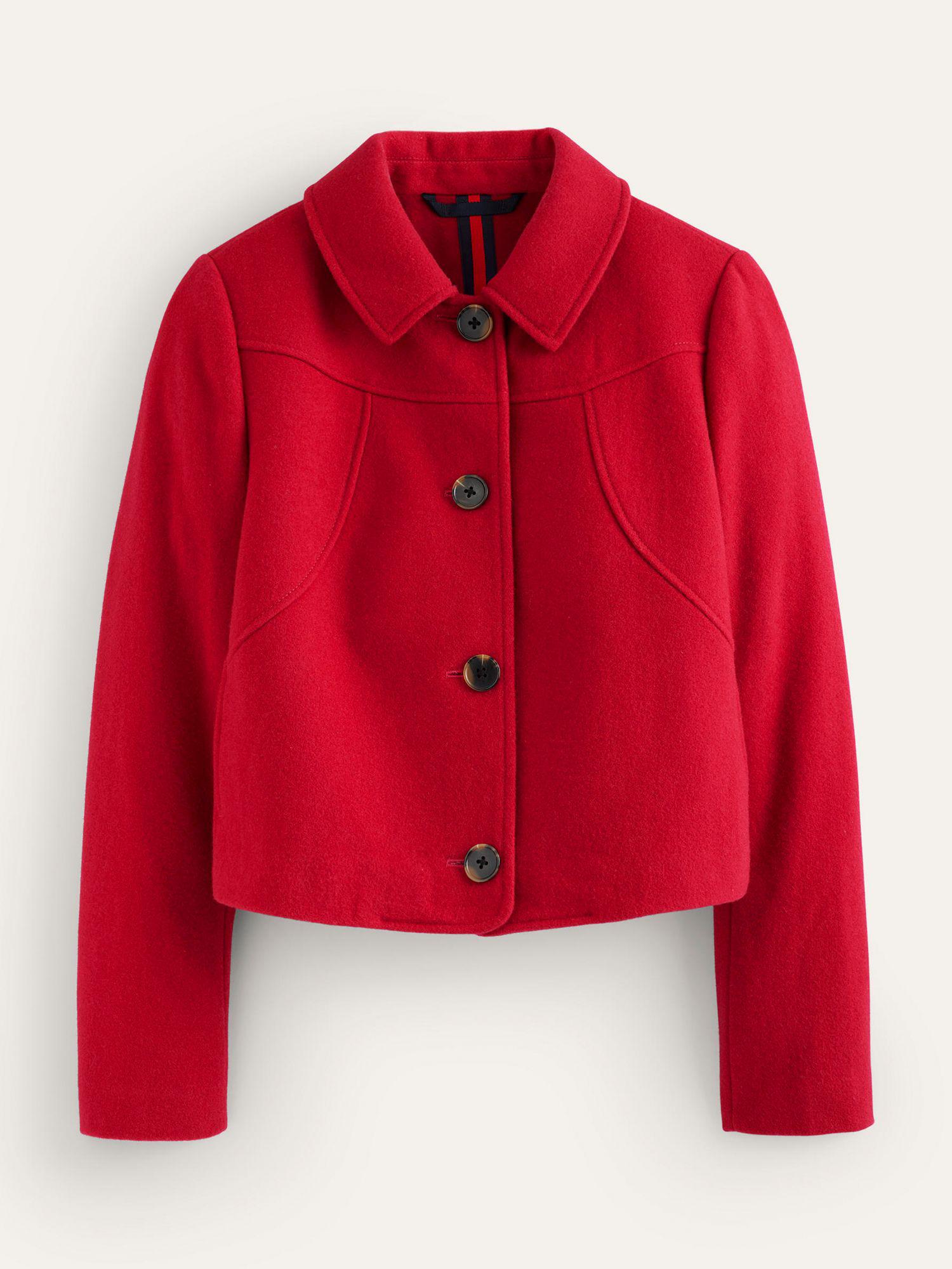 BODEN Oxford Melton Wool Blend Jacket in Cherry Jam | endource