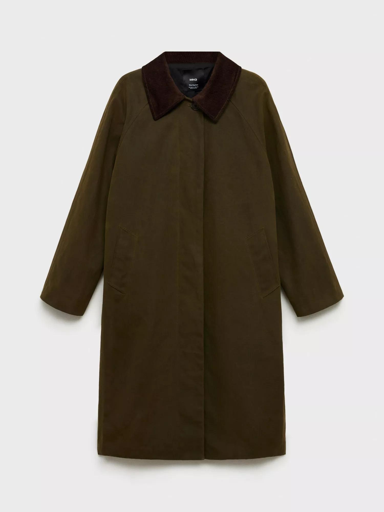 MANGO Forest Contrast Cord Collar Parka in Khaki | endource