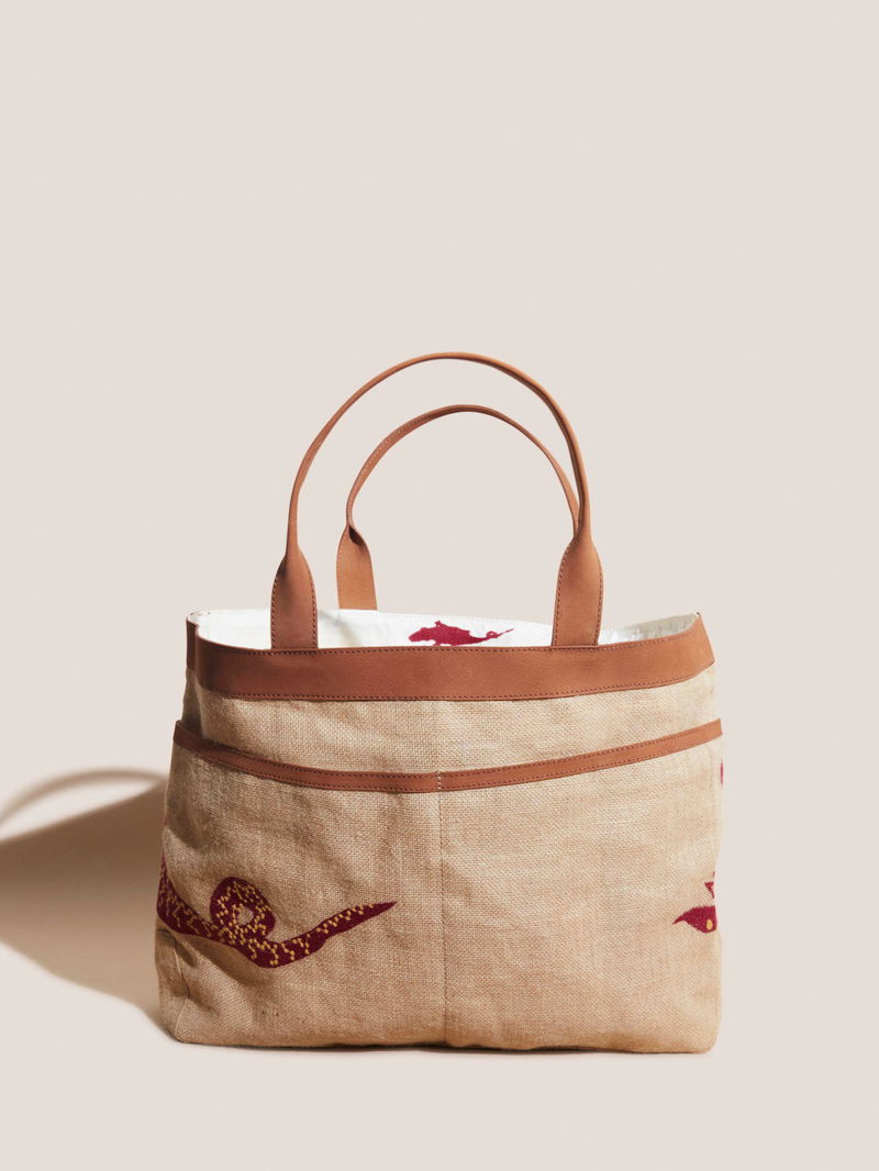 WHITE STUFF Alligator Jute Tote Bag in Natural | Endource