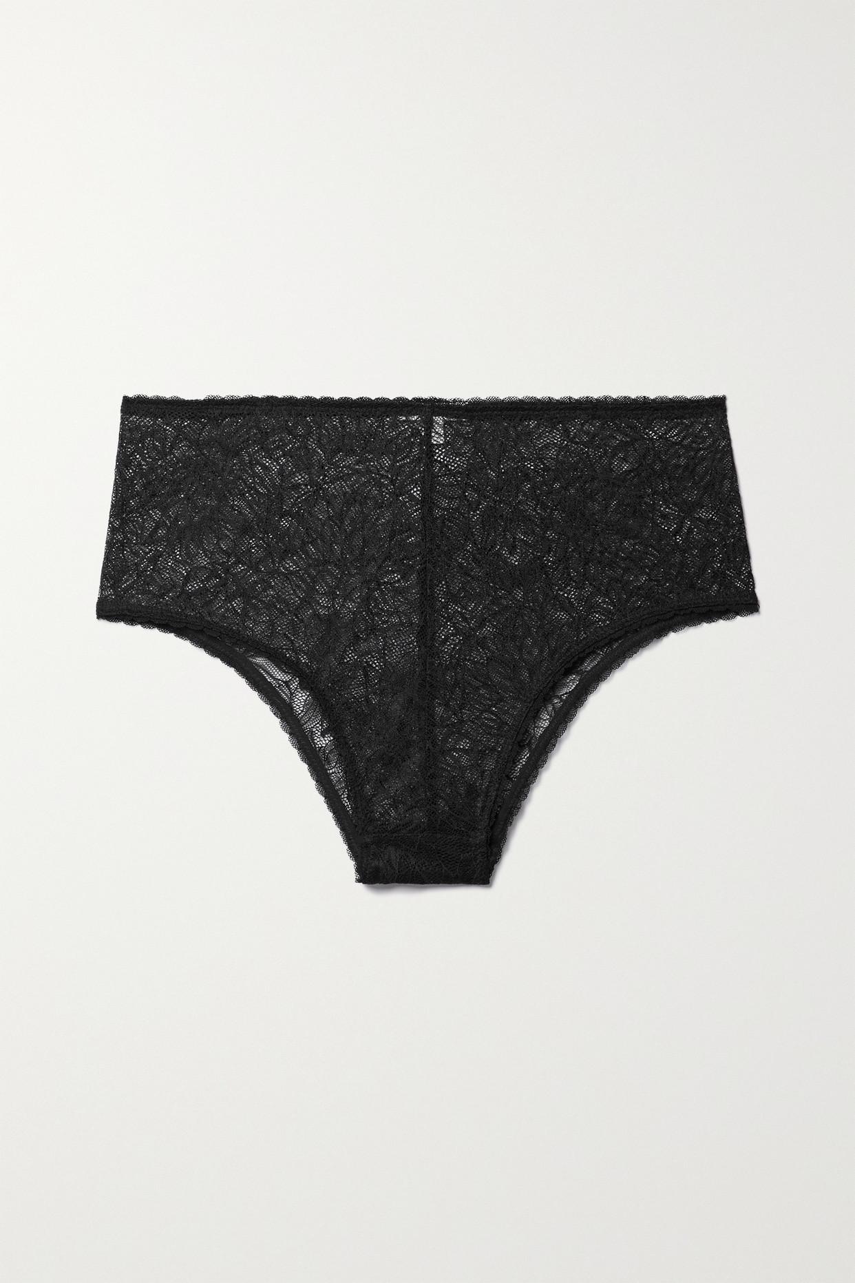 SKIN Livia Recycled-Lace Briefs in Black | Endource