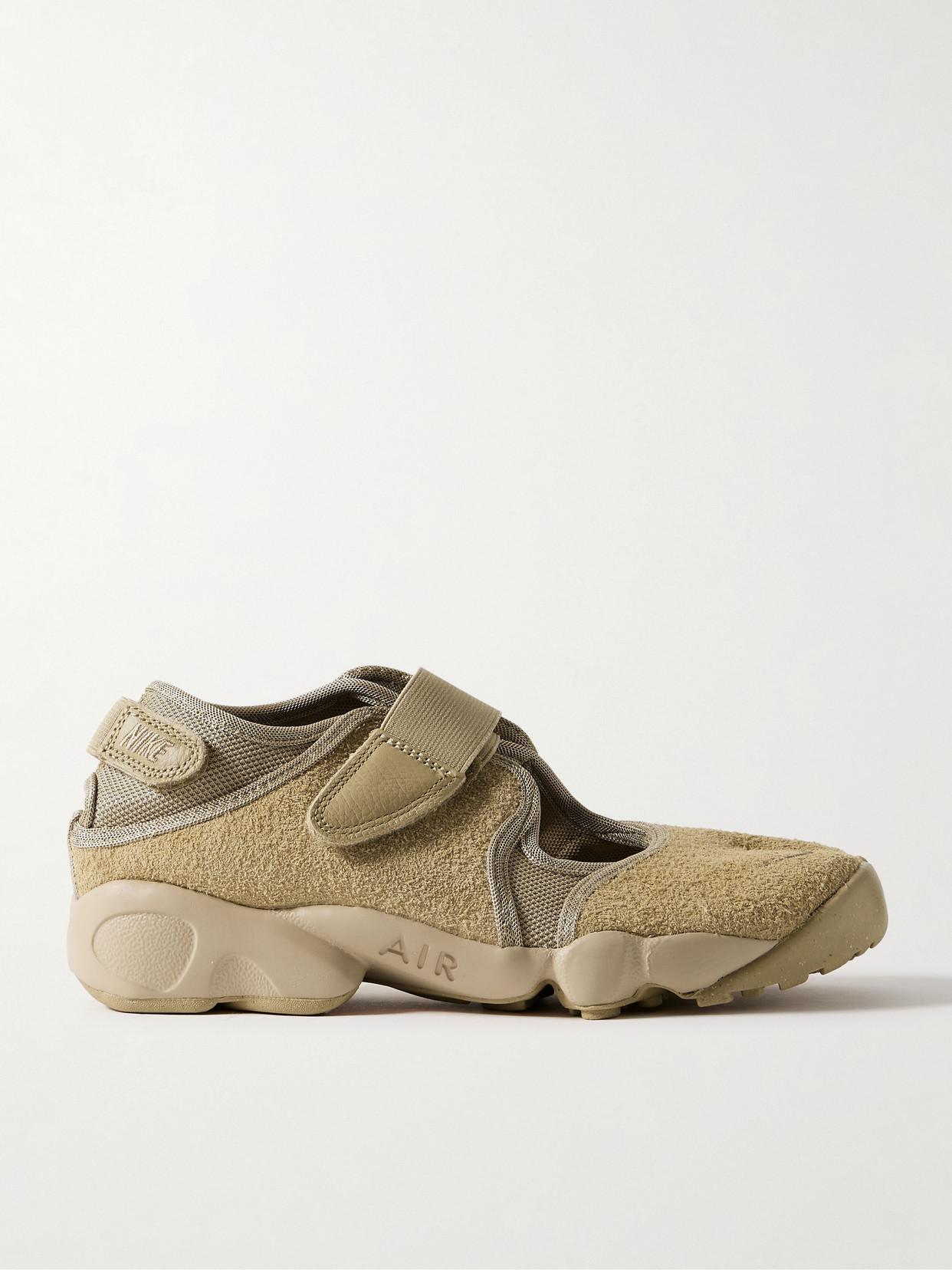 NIKE Air Rift Split-Toe Brushed-Suede And Mesh Sneakers in Brown | endource