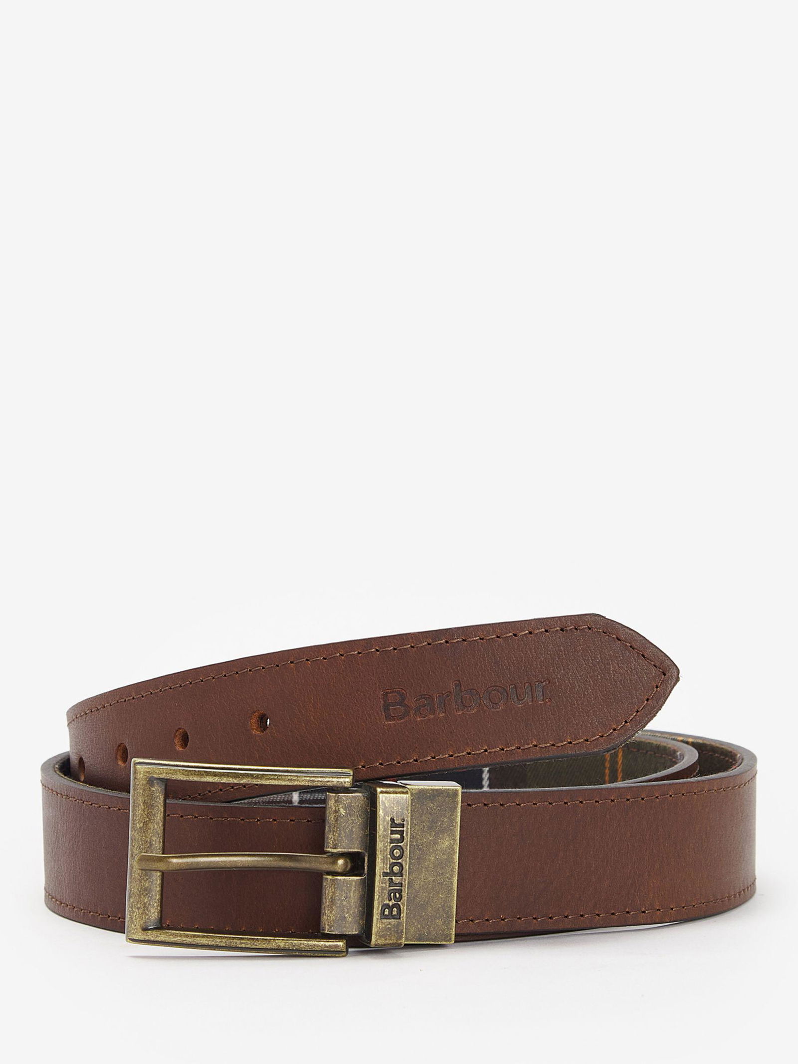 BARBOUR Reversible Tartan Belt in Classic Tartan/Brown | endource