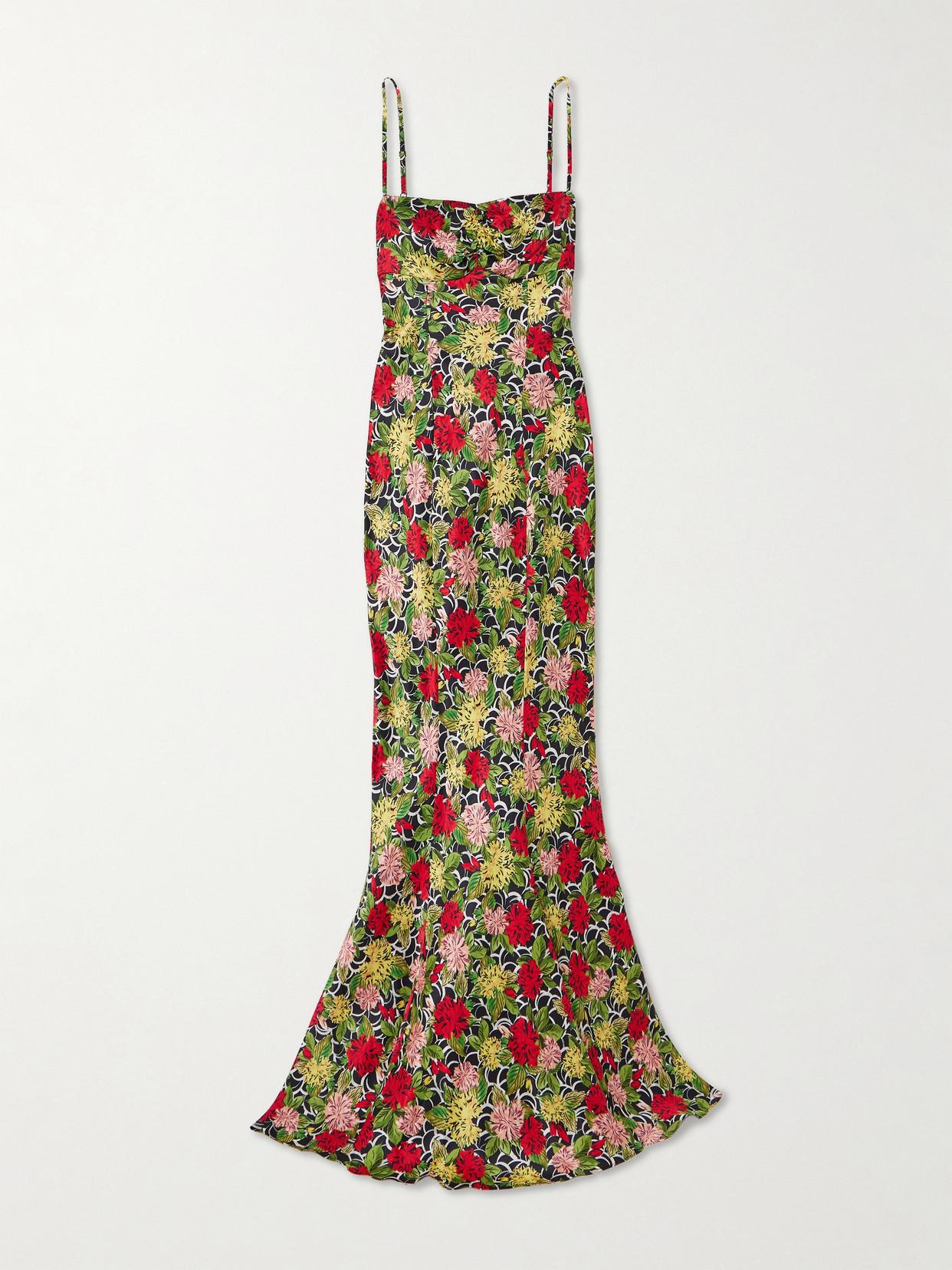 SALONI Renee Printed Silk-Satin Gown | endource