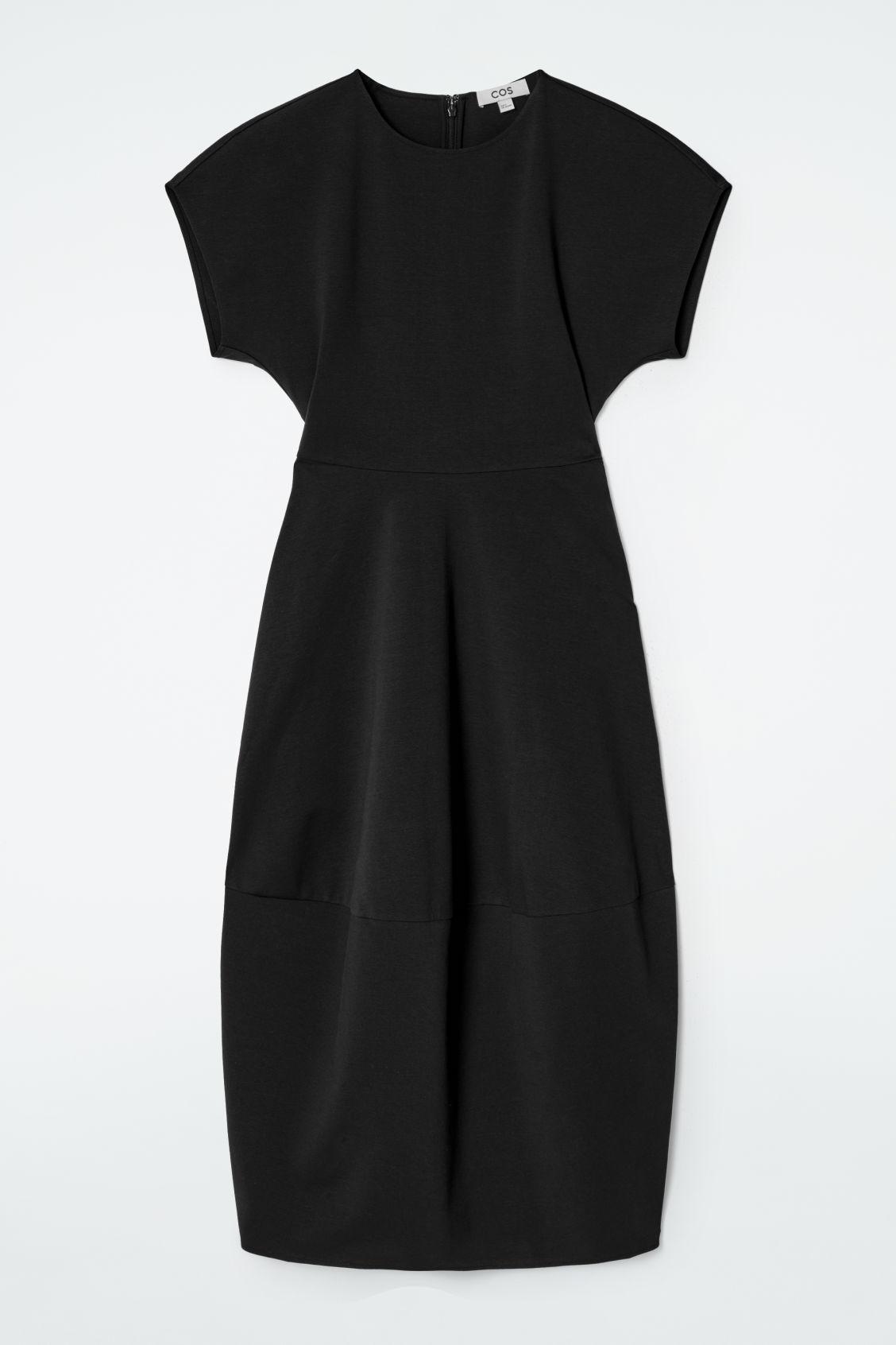 COS Sculpted Cotton Midi Dress in BLACK | endource