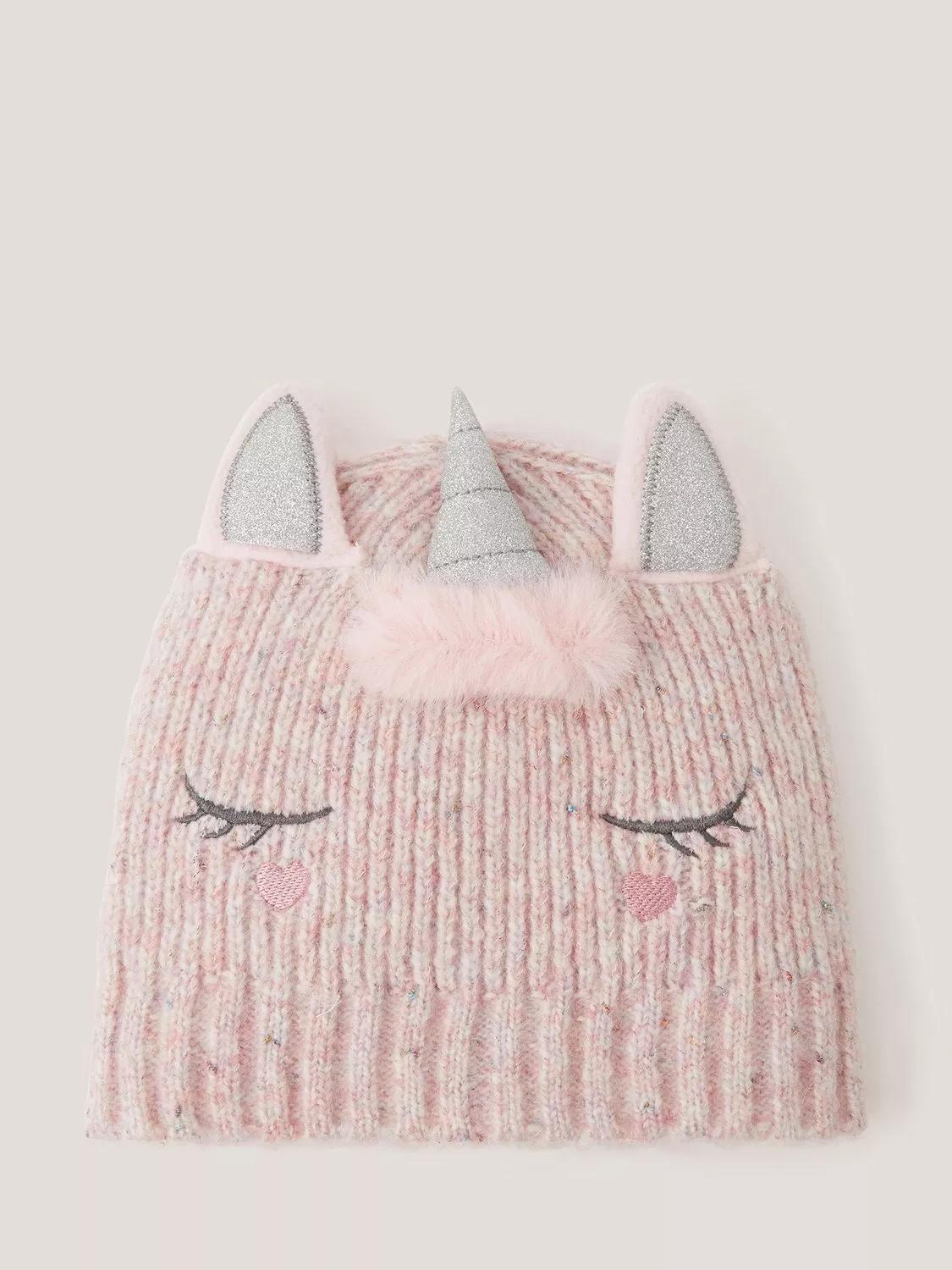 Monsoon Kids' Unicorn Beanie Hat, Pink | endource