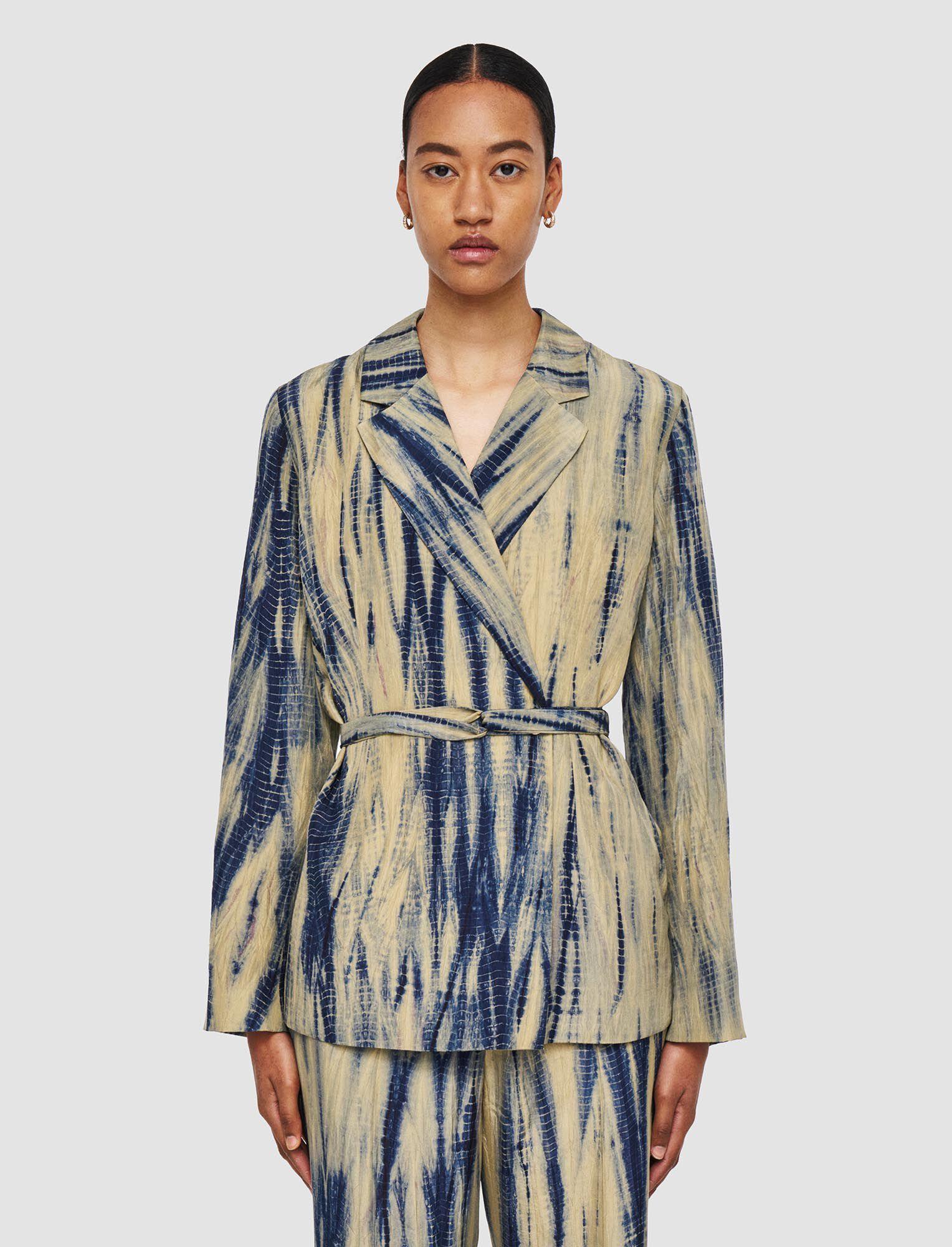 JOSEPH Joubert Tie Dye Silk Jacket in Desert Sand/Navy | endource