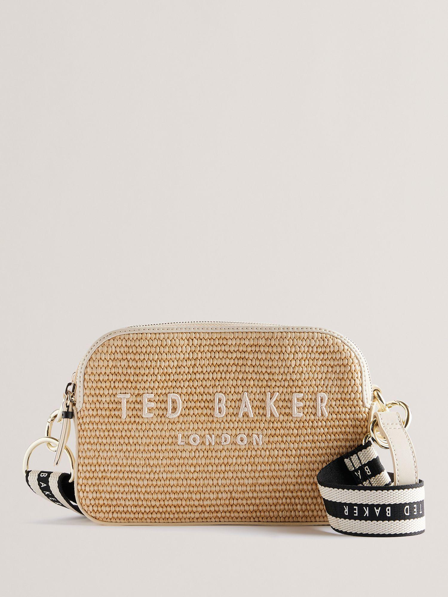 TED BAKER Stelio Embroidered Raffia Webbing Camera Bag in Natural/Black ...