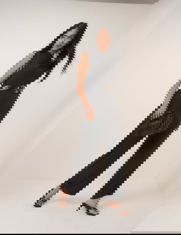 NOBODY'S CHILD Black Boat Neck Jumpsuit | endource