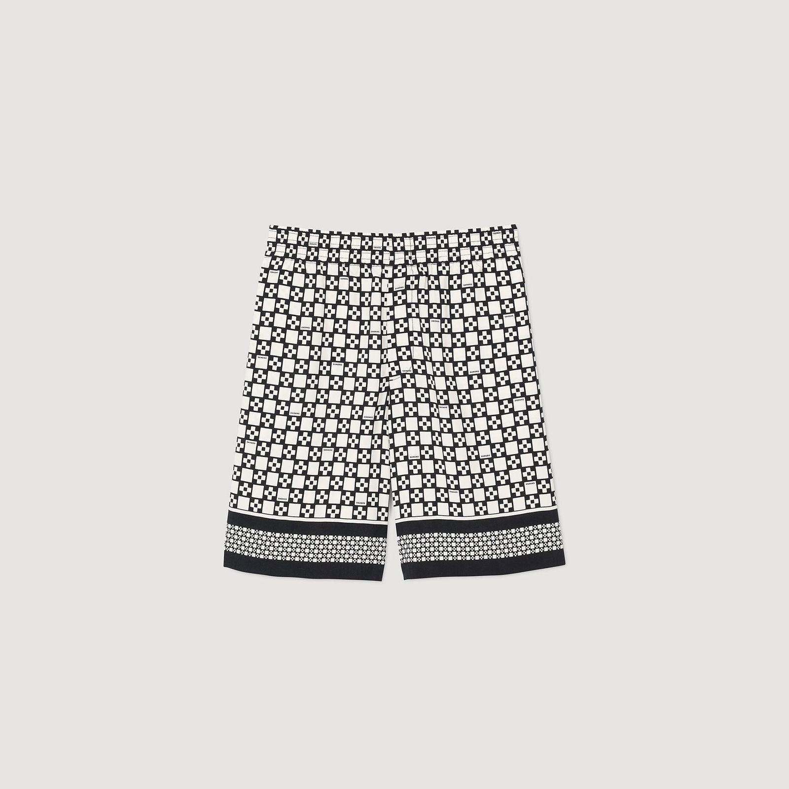 SANDRO Square Cross Floaty Bermuda Shorts in Black | endource