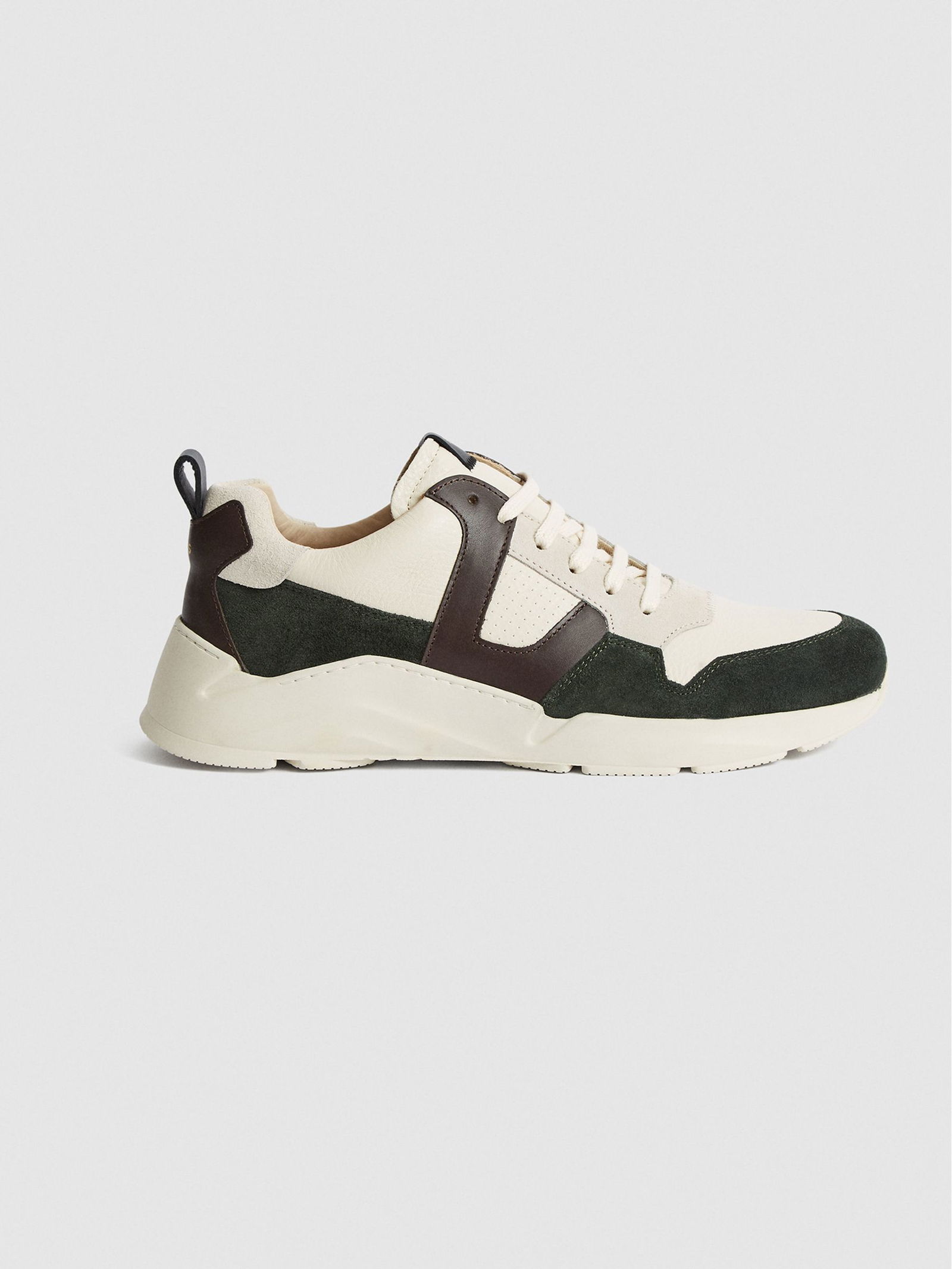 REISS Shelton Leather Trainers in Cream | Endource