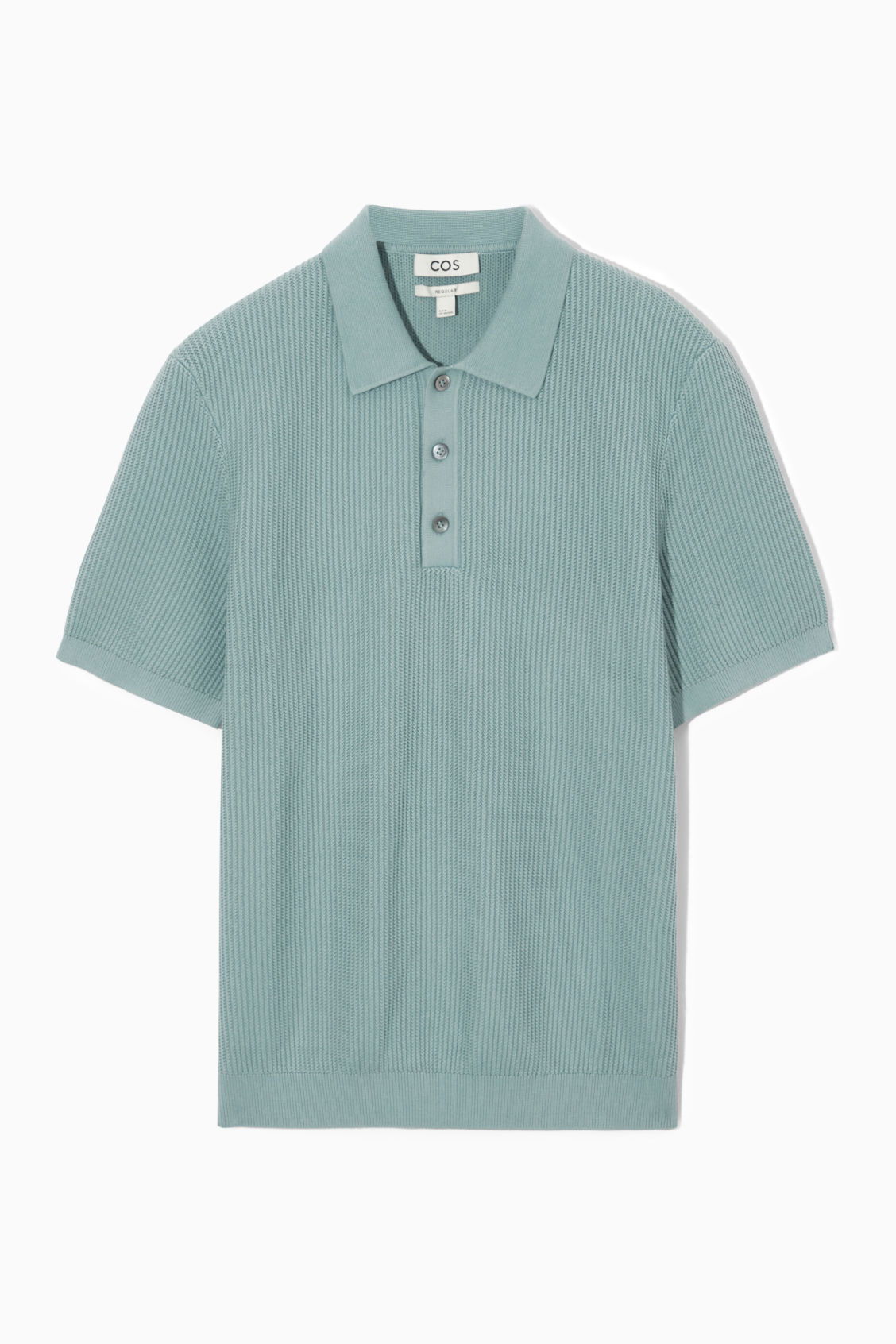 COS Textured Knitted Polo Shirt in BLUE | Endource