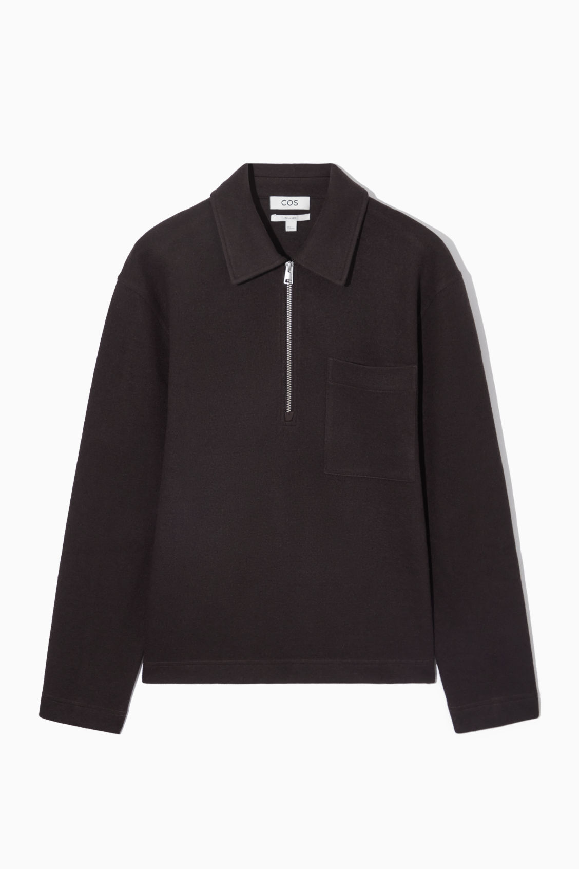 COS Half-Zip Wool-Blend Jumper in DARK BROWN | Endource