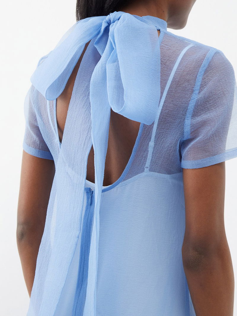 STAUD Calluna Crepe-Organza Maxi Dress in Blue | Endource