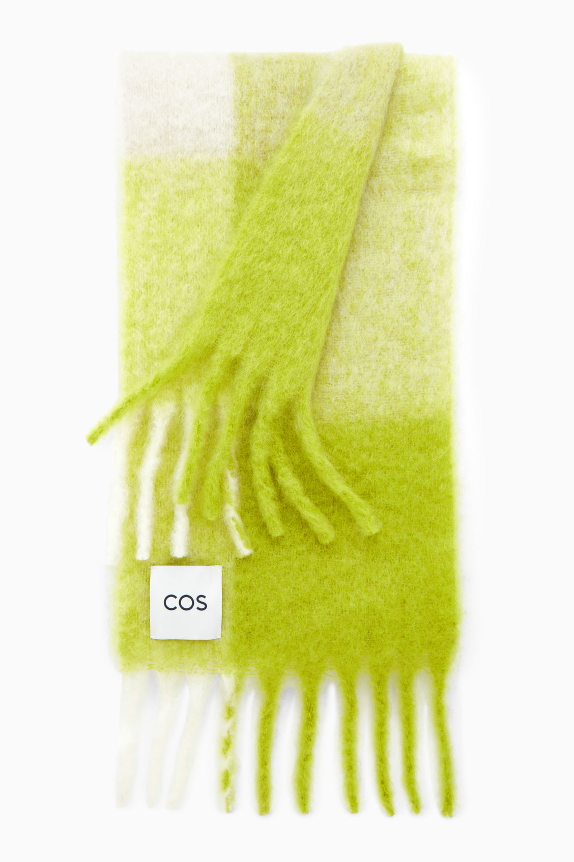 COS Oversized Mohair-Blend Scarf in GREEN / CHECKED | Endource