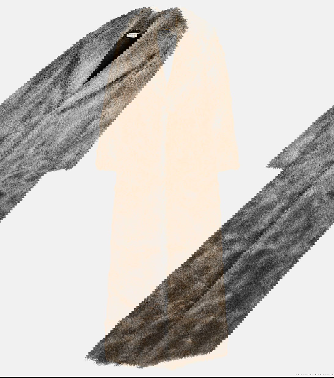 SAINT LAURENT Animal-Free Fur Coat in Grey | endource