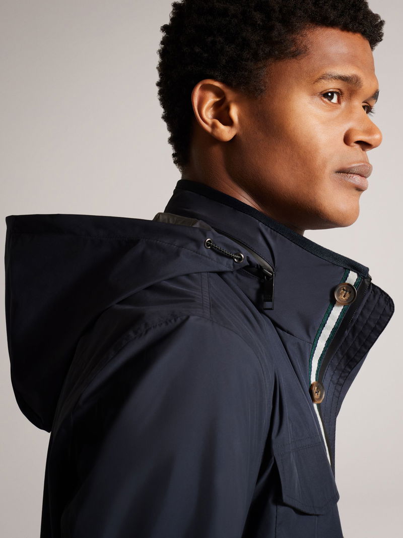 TED BAKER Garceea Field Jacket With Zip Away Hood in Navy | endource