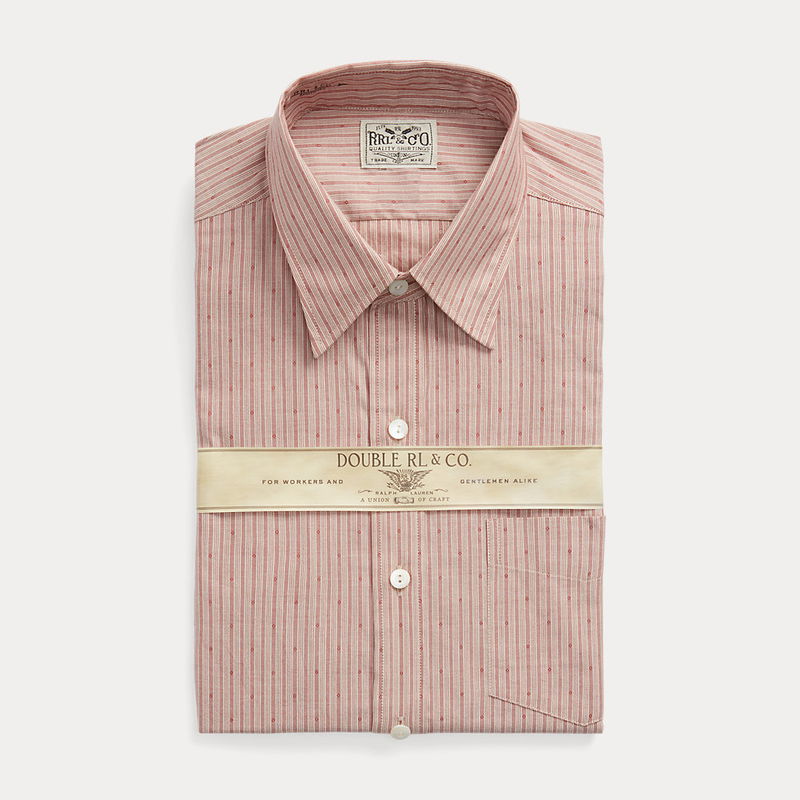 Ralph Lauren Rrl Slim Fit Geo Striped Dobby Shirt In Red Endource