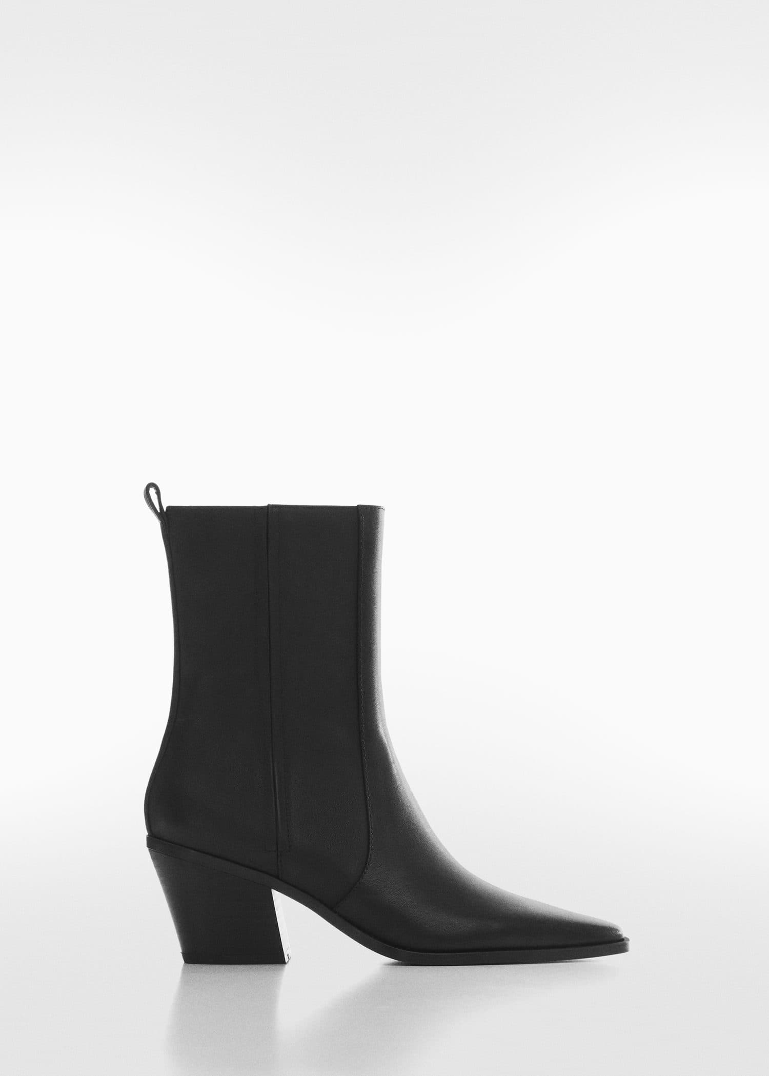 MANGO Heel Leather Ankle Boot in Black | endource