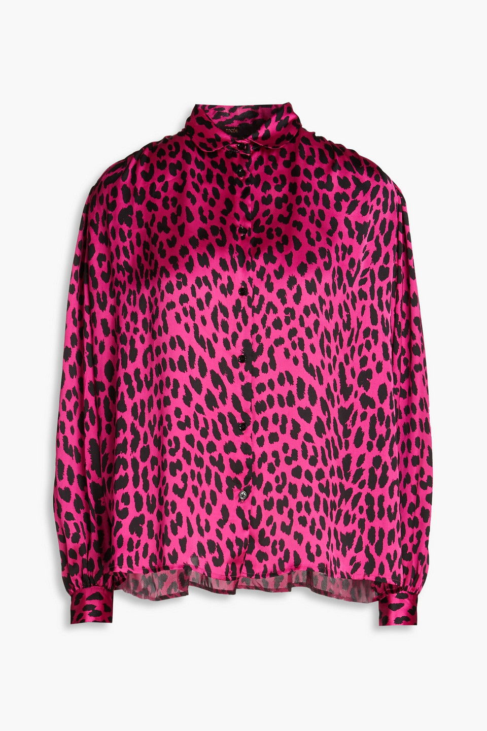 MAJE Cinela Leopard-Print Satin Shirt in Pink | endource