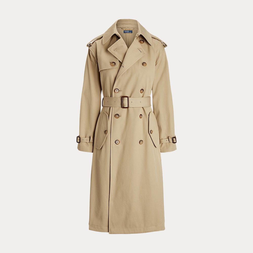 Polo Ralph Lauren Double Breasted Twill Trench Coat In Tan Endource