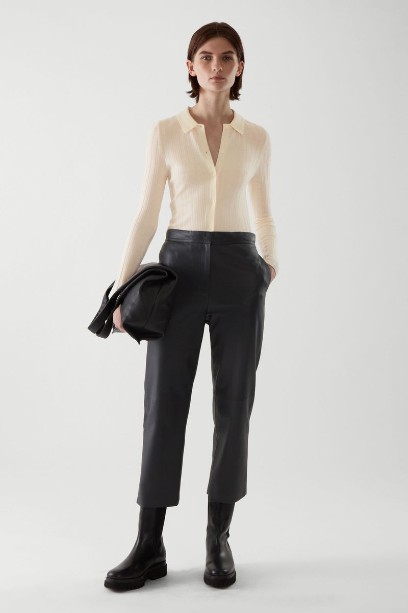 COS Merino Wool Transparent Knitted Top in Off-white | endource