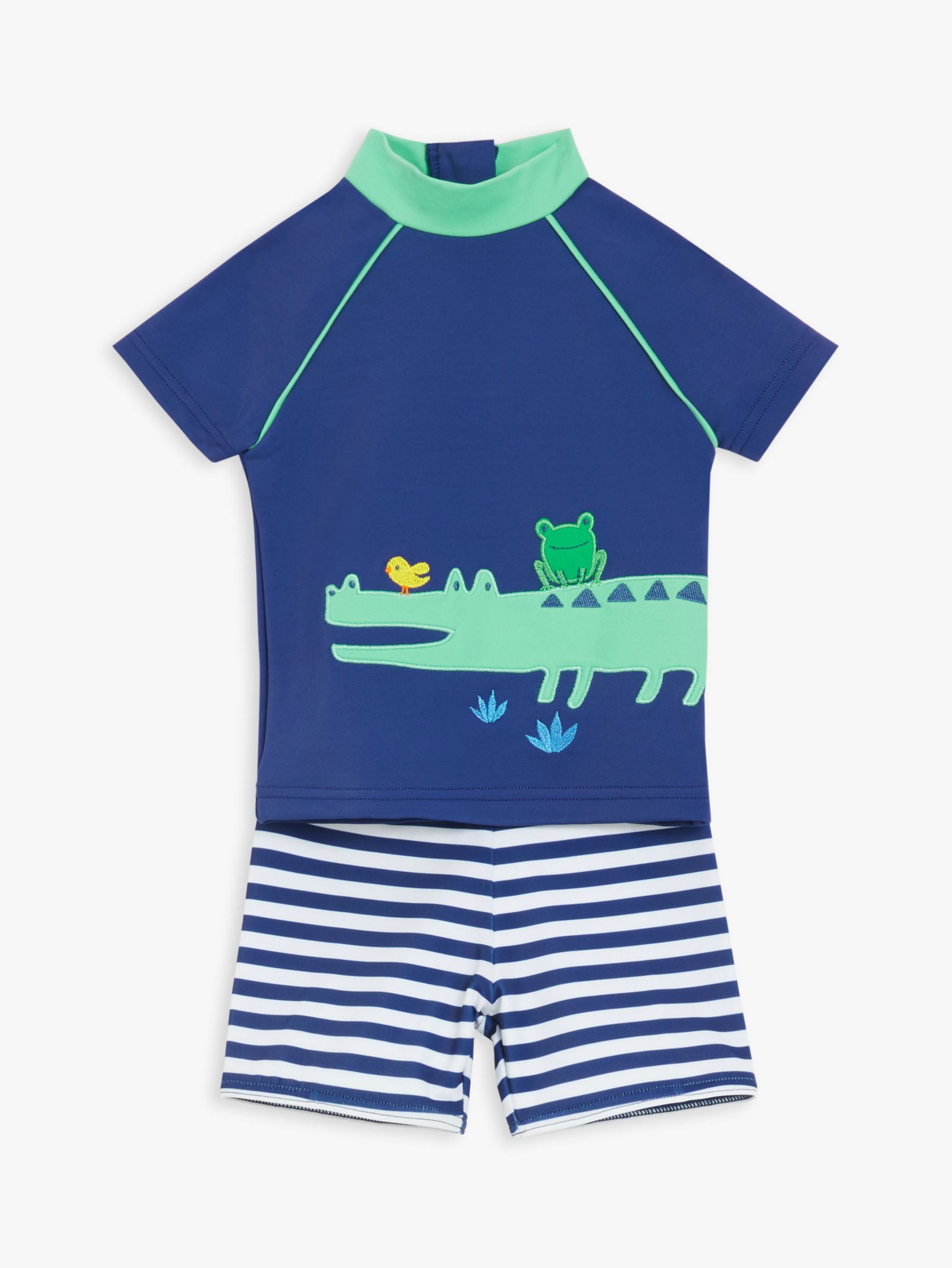 JOHN LEWIS Baby Croc Print Two Piece Rash Vest & Shorts Set in Blue ...