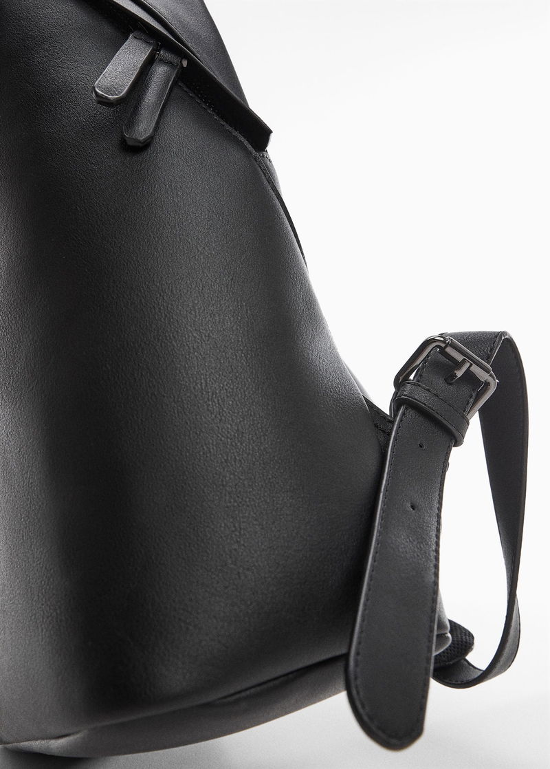 MANGO Faux Leather Backpack in Black | Endource