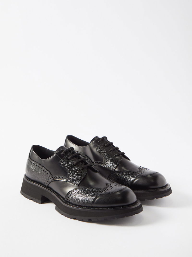 ALEXANDER MCQUEEN Punk Worker Leather Derby Shoes in Black | Endource