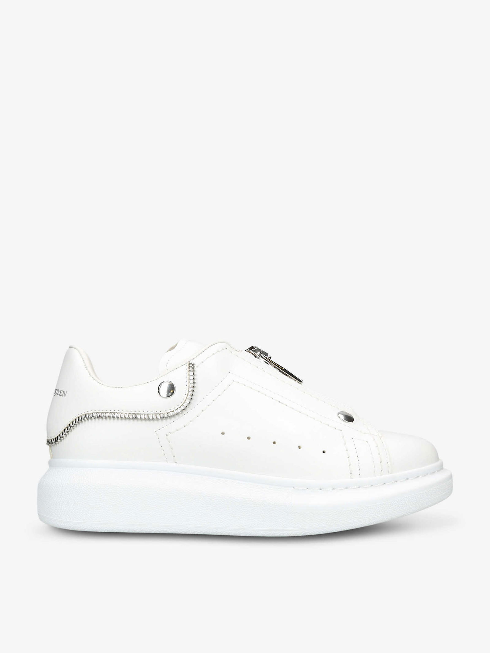 ALEXANDER MCQUEEN Runway Zip-Up Leather Low-Top Trainers in WHITE/OTH ...