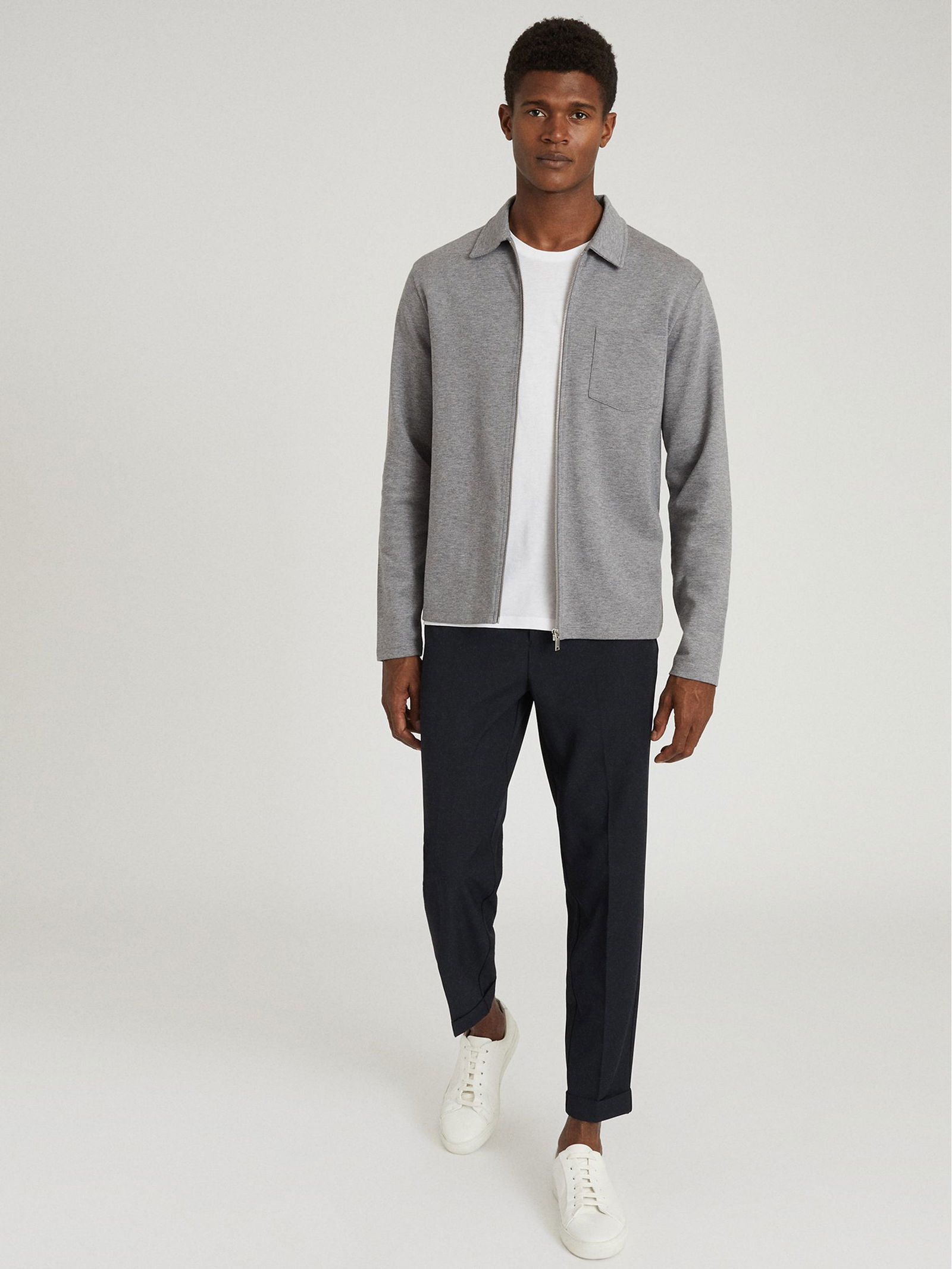 REISS James Jersey Zip Through Shirt | endource