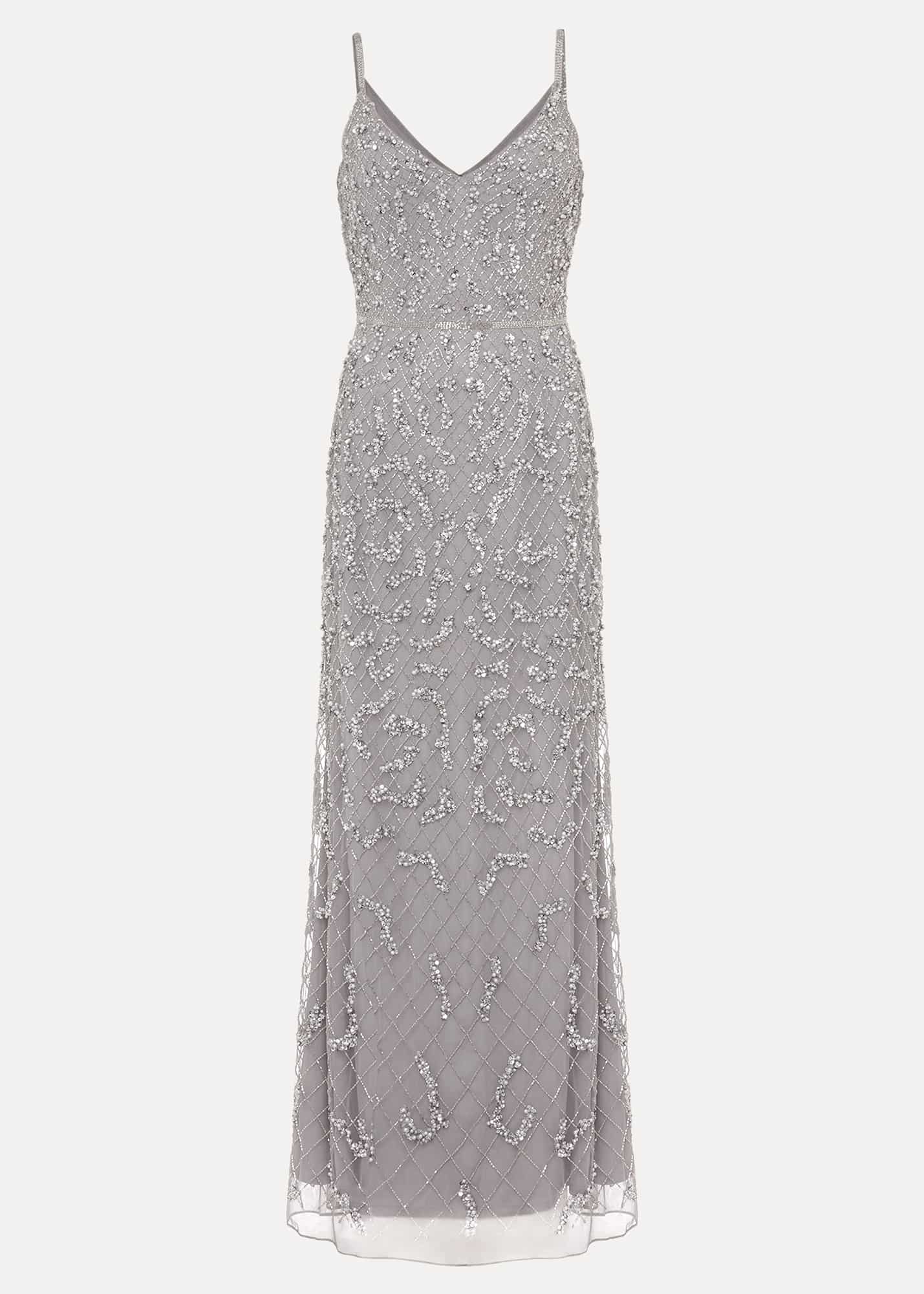 PHASE EIGHT Alexia Sequin Maxi Dress in Silver | endource