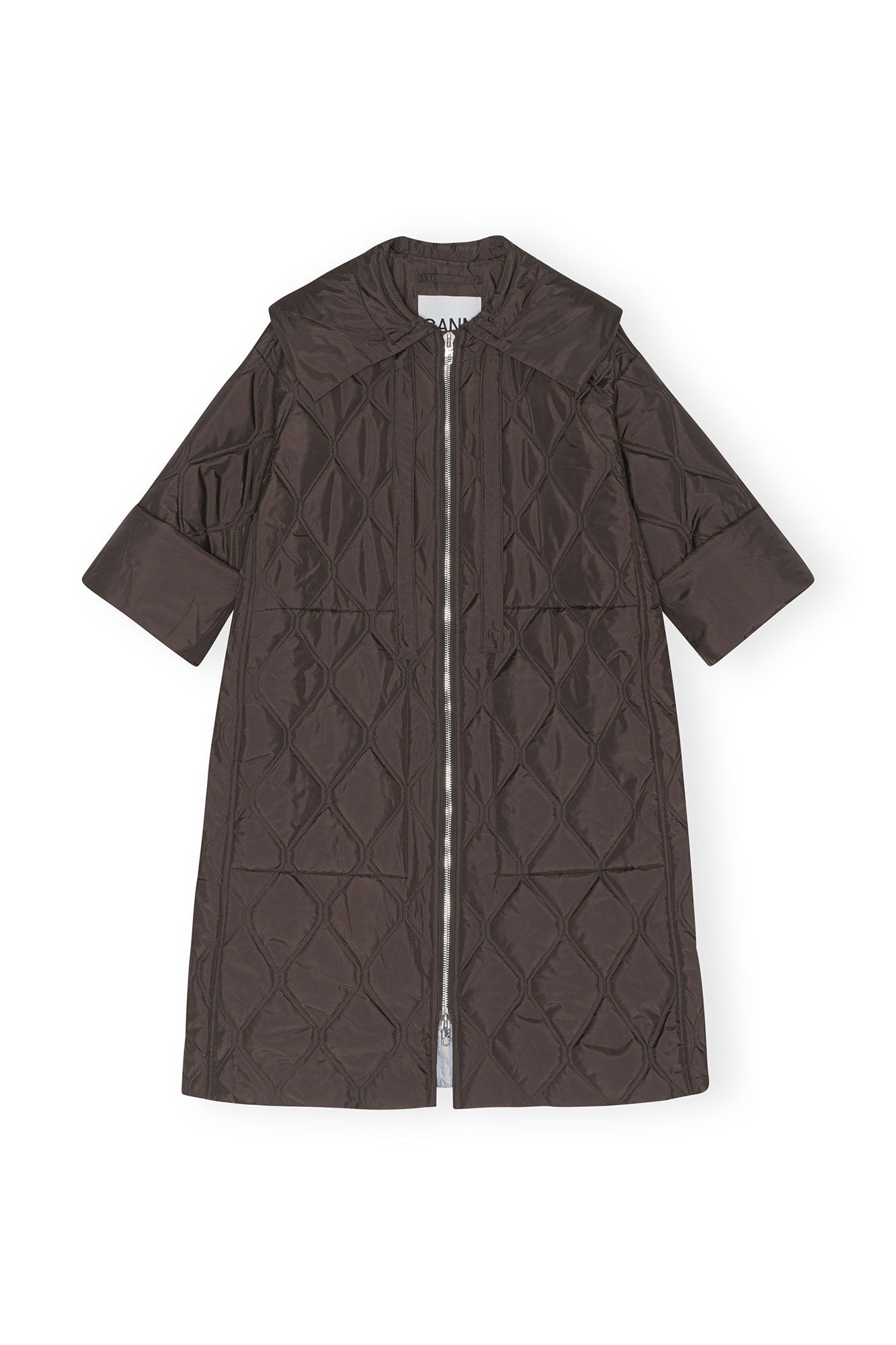 GANNI Ripstop Quilt Coat in Mole | endource