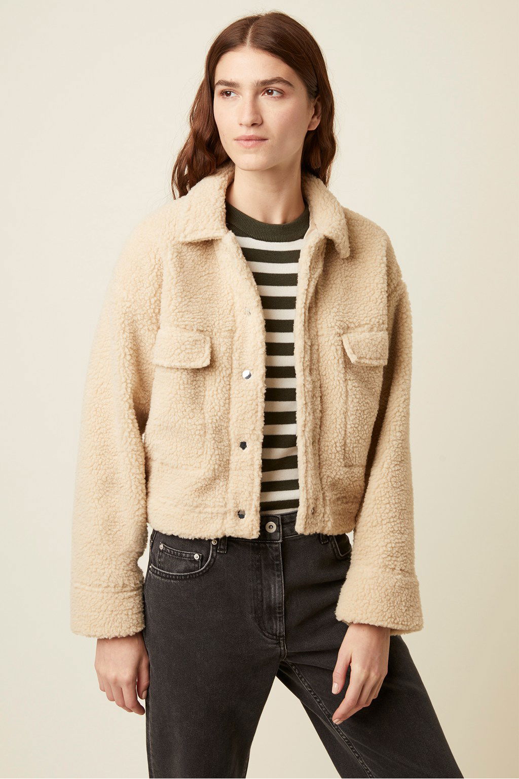 GREAT PLAINS Teddy Borg Jacket in Cream | endource