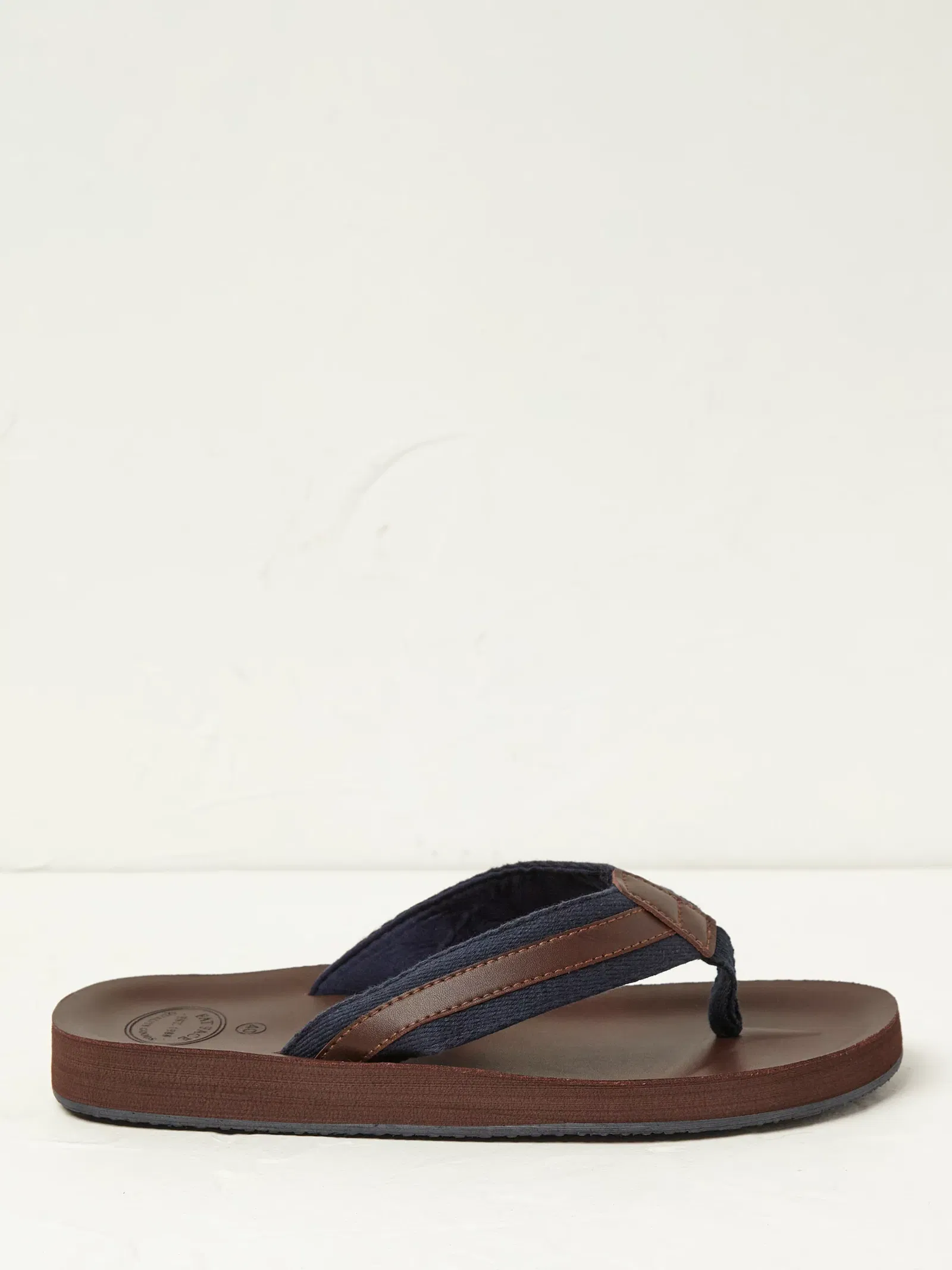 FATFACE Ryde Leather Flip Flops in Chocolate | endource