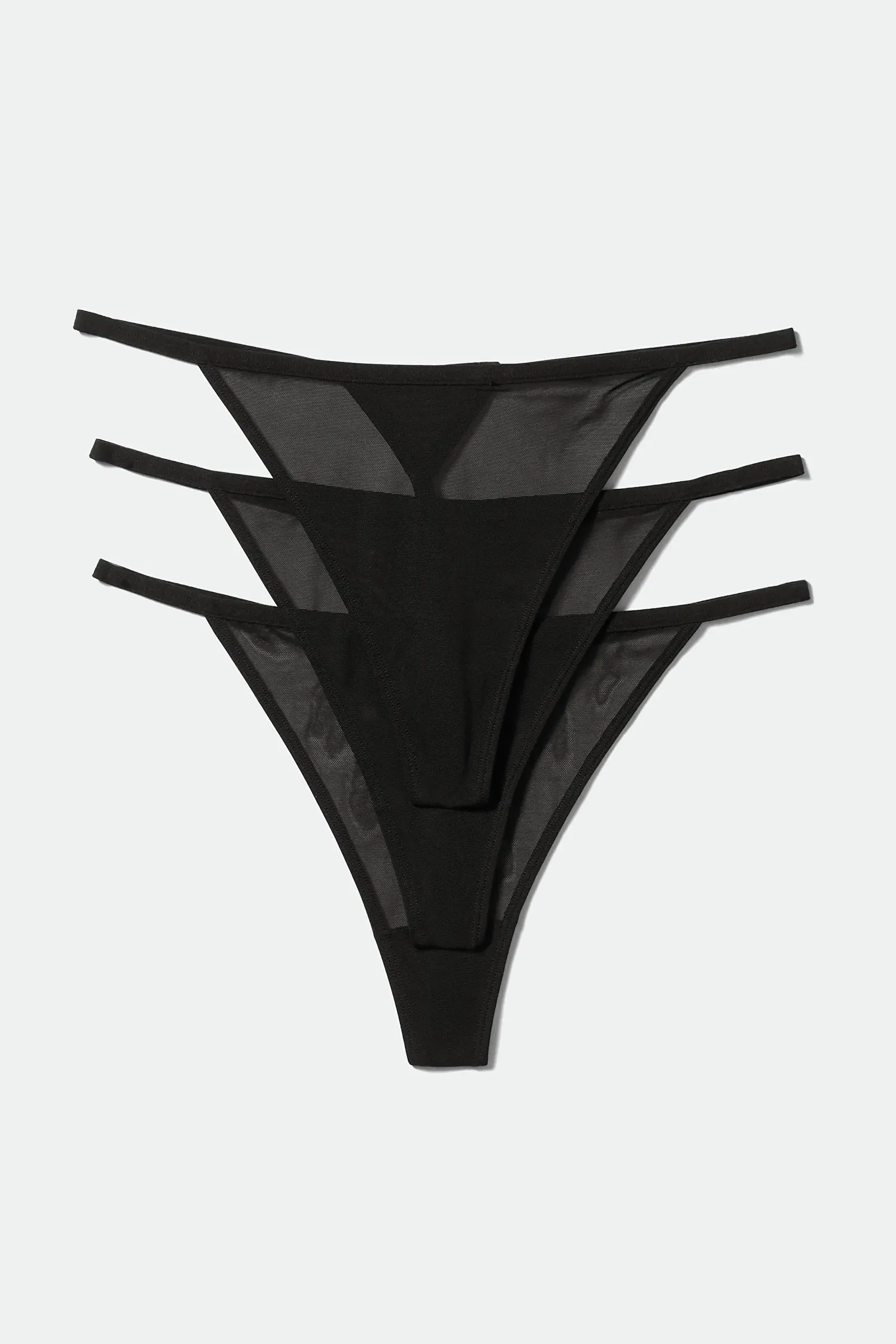 Weekday Bonnie Tanga Mesh Thong 3 Pack In Black Endource