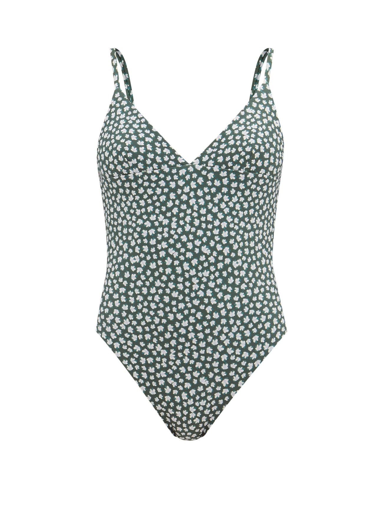 MATTEAU The Plunge Floral-Print Recycled-Fibre Swimsuit in Green | endource